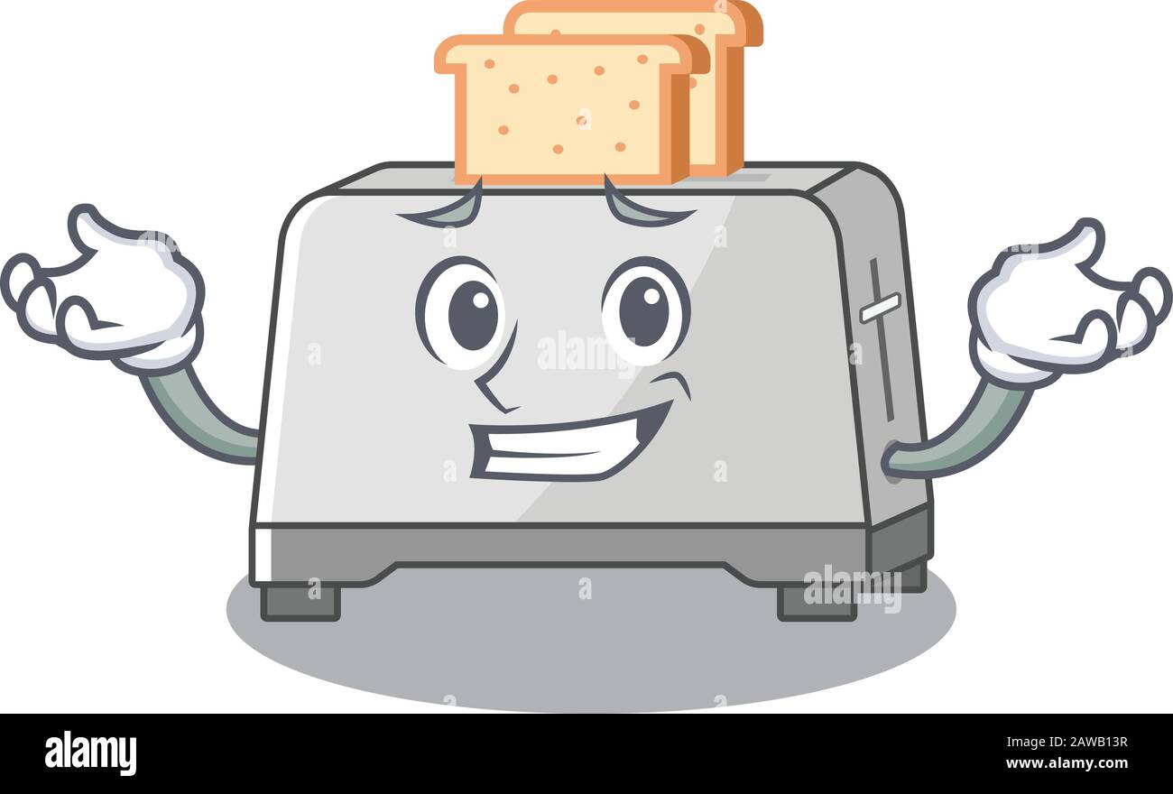 cute Grinning bread toaster mascot cartoon style Stock Vector Image ...