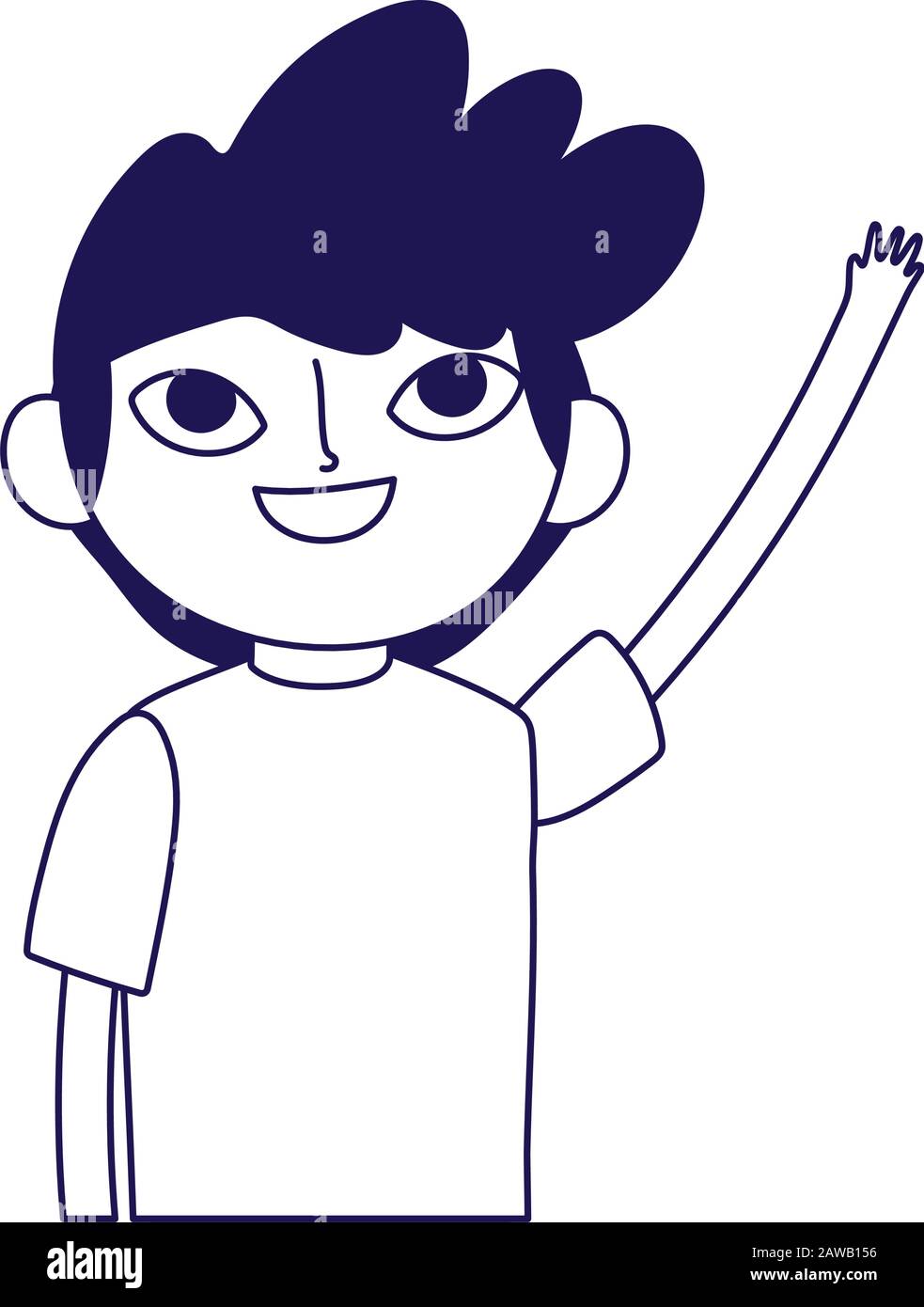young man waving hand cartoon character vector illustration Stock ...