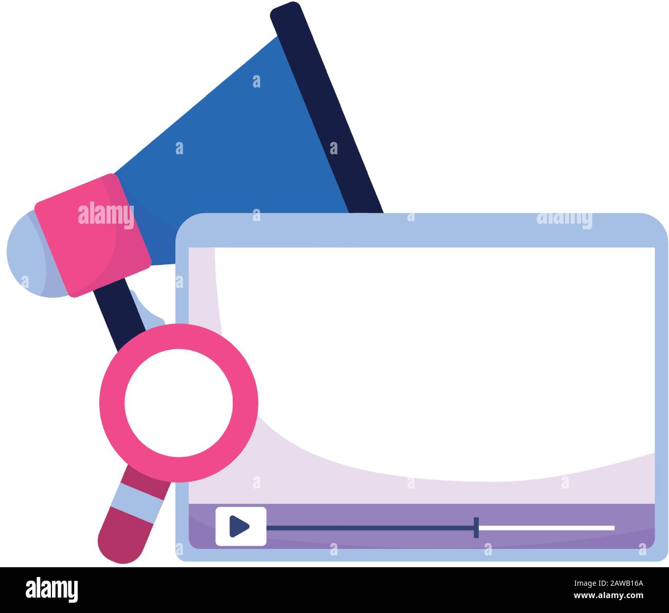 social media megaphone video magnifier marketing vector illustration ...