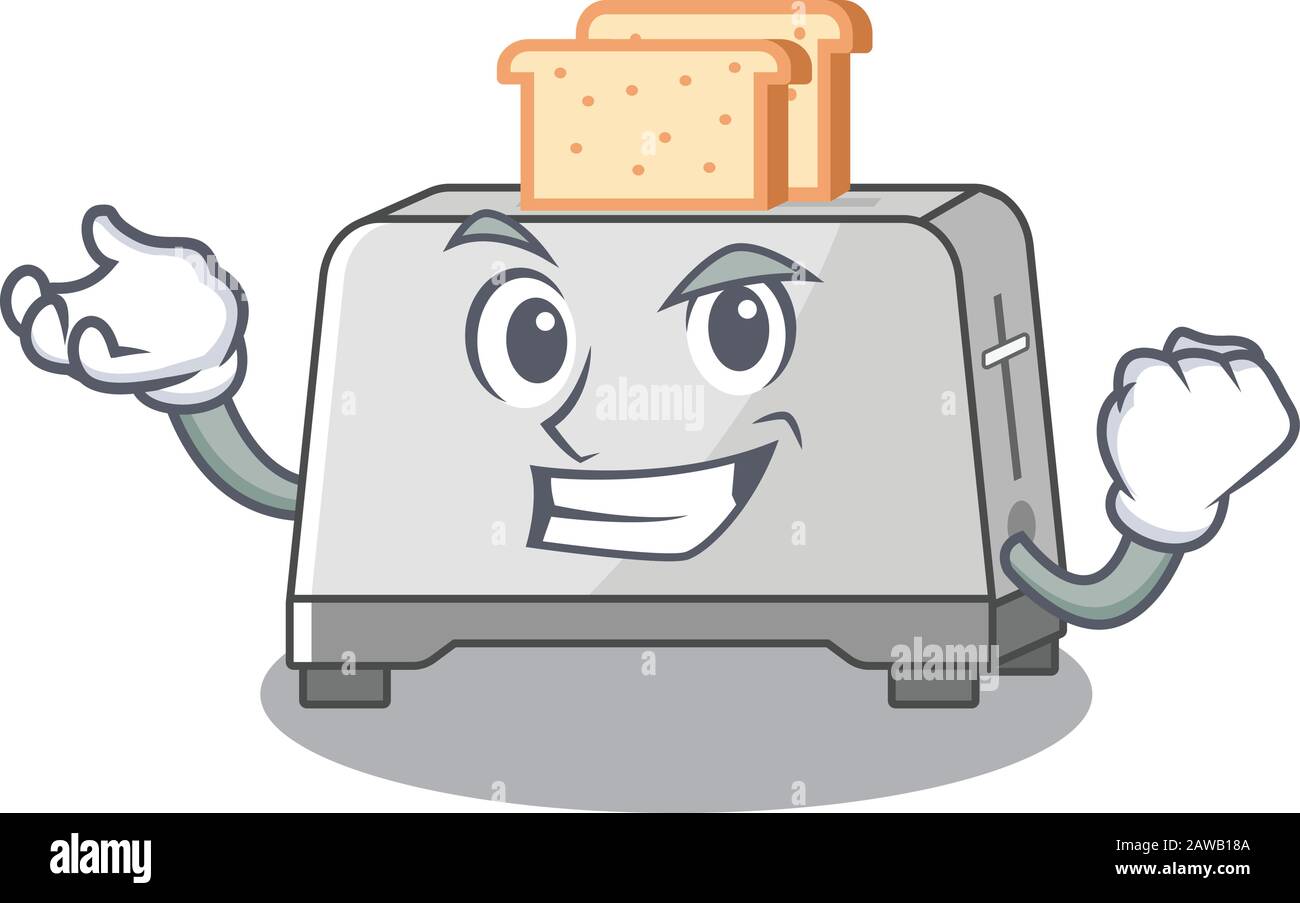 cool confident Successful bread toaster cartoon character style Stock ...