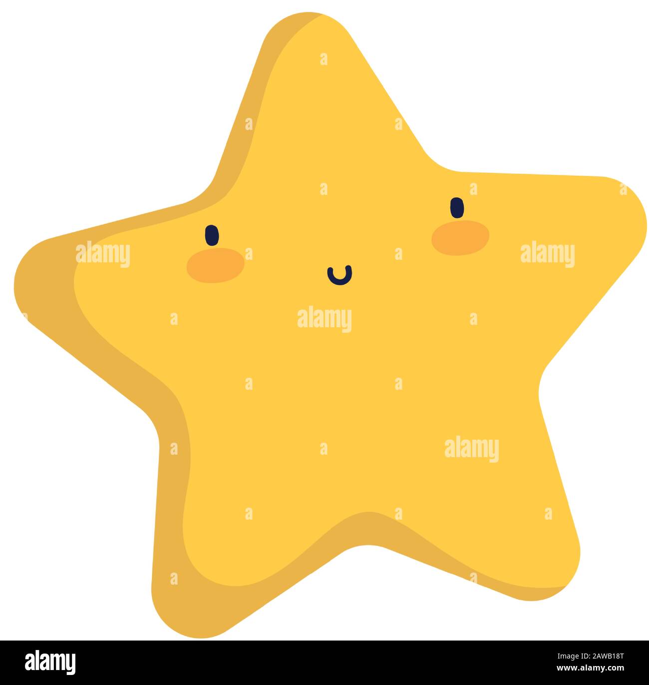 cute star kawaii cartoon character icon on white background vector ...