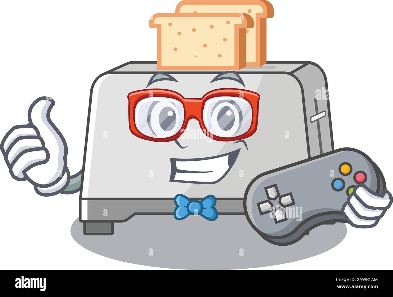 Smiley gamer bread toaster cartoon mascot style Stock Vector Image ...