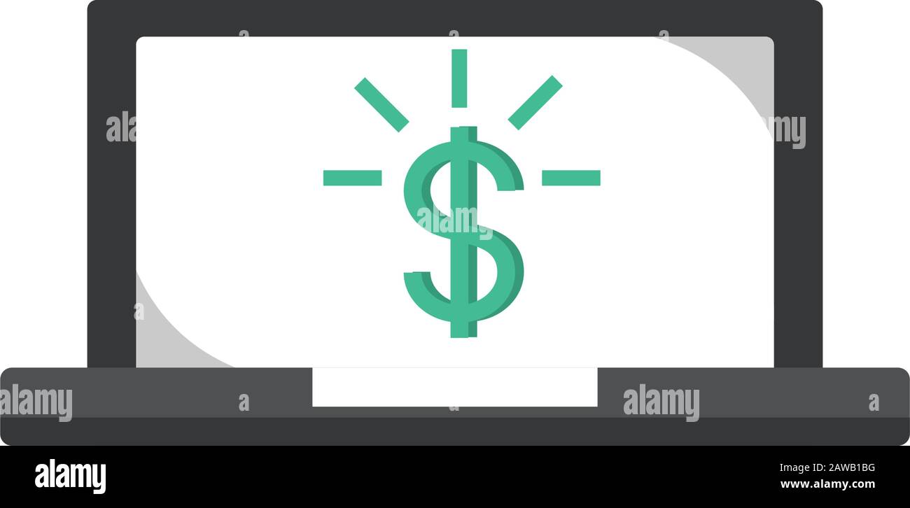 laptop computer money business finance vector illustration Stock Vector ...