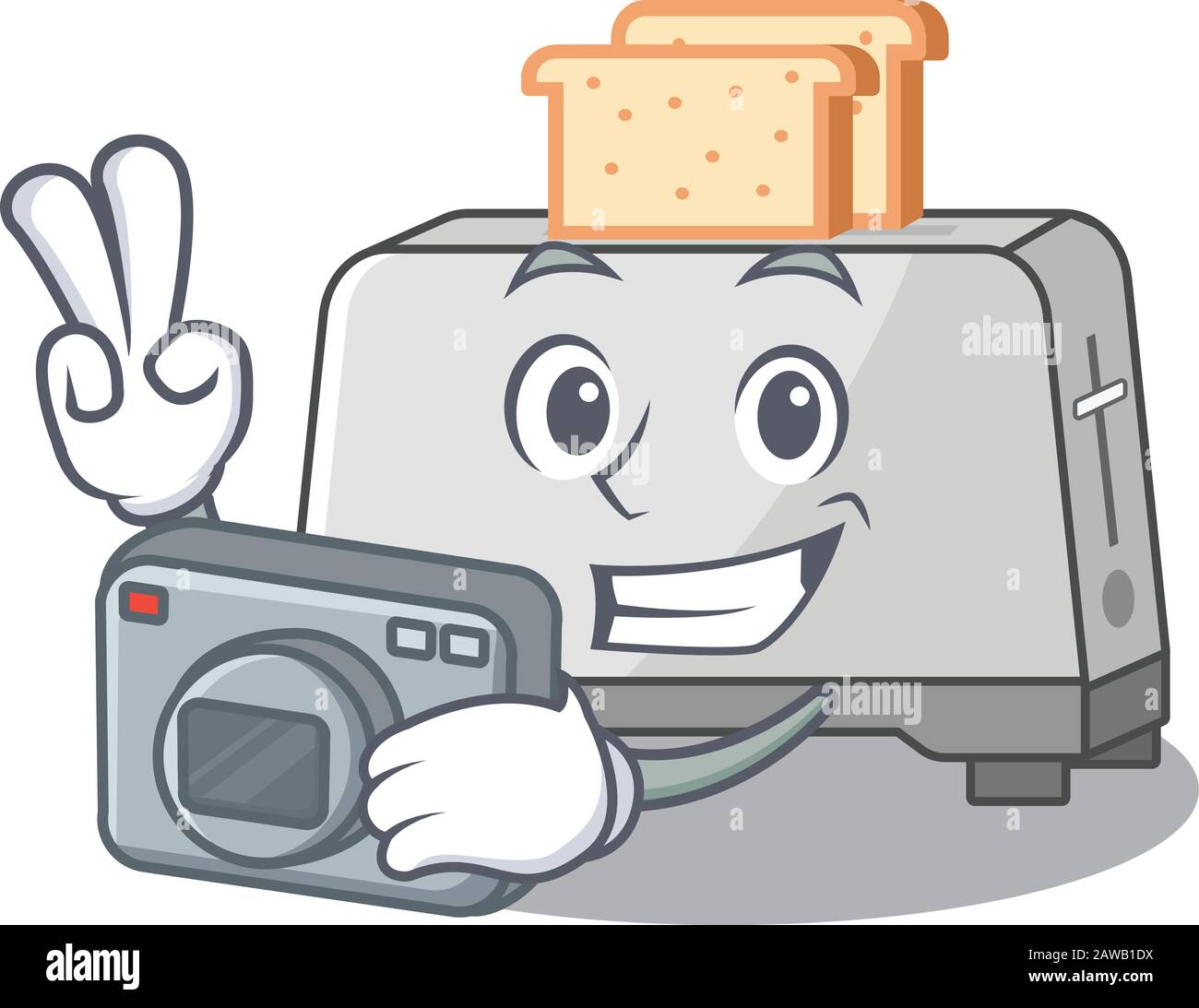 Cool Photographer bread toaster character with a camera Stock Vector ...