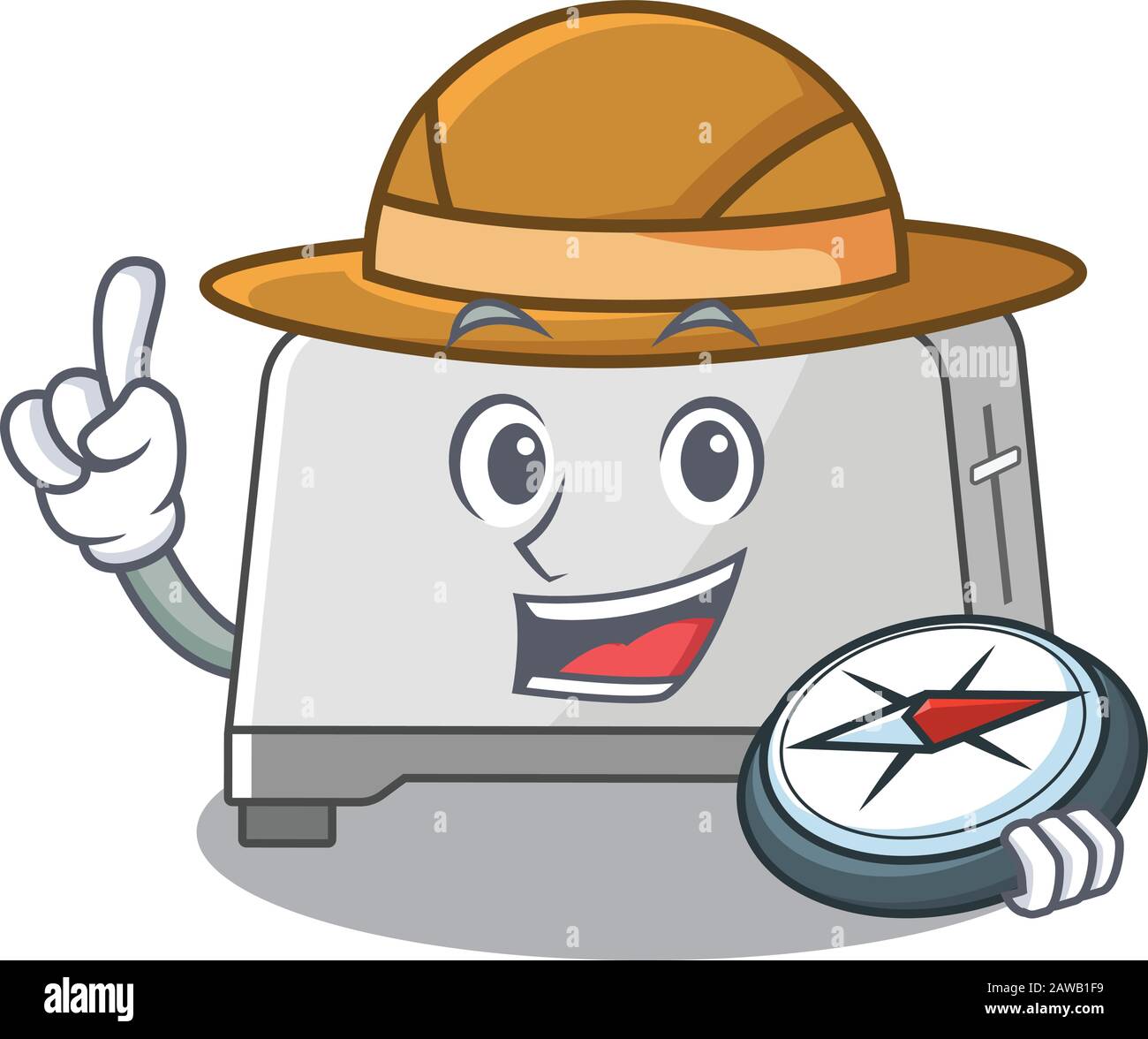 Bread toaster experienced Explorer using a compass Stock Vector Image ...