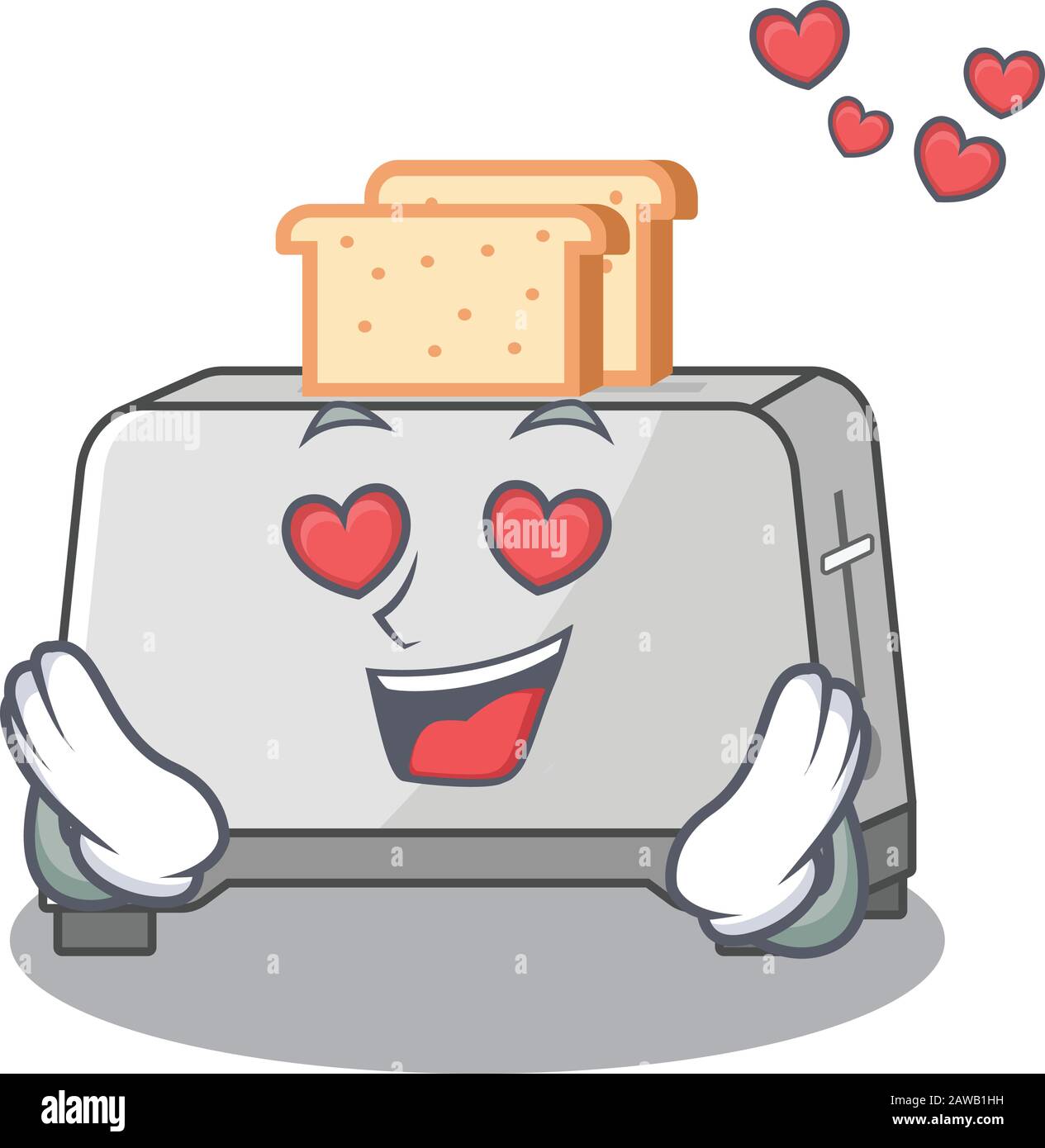 Romantic falling in love bread toaster cartoon character concept Stock ...