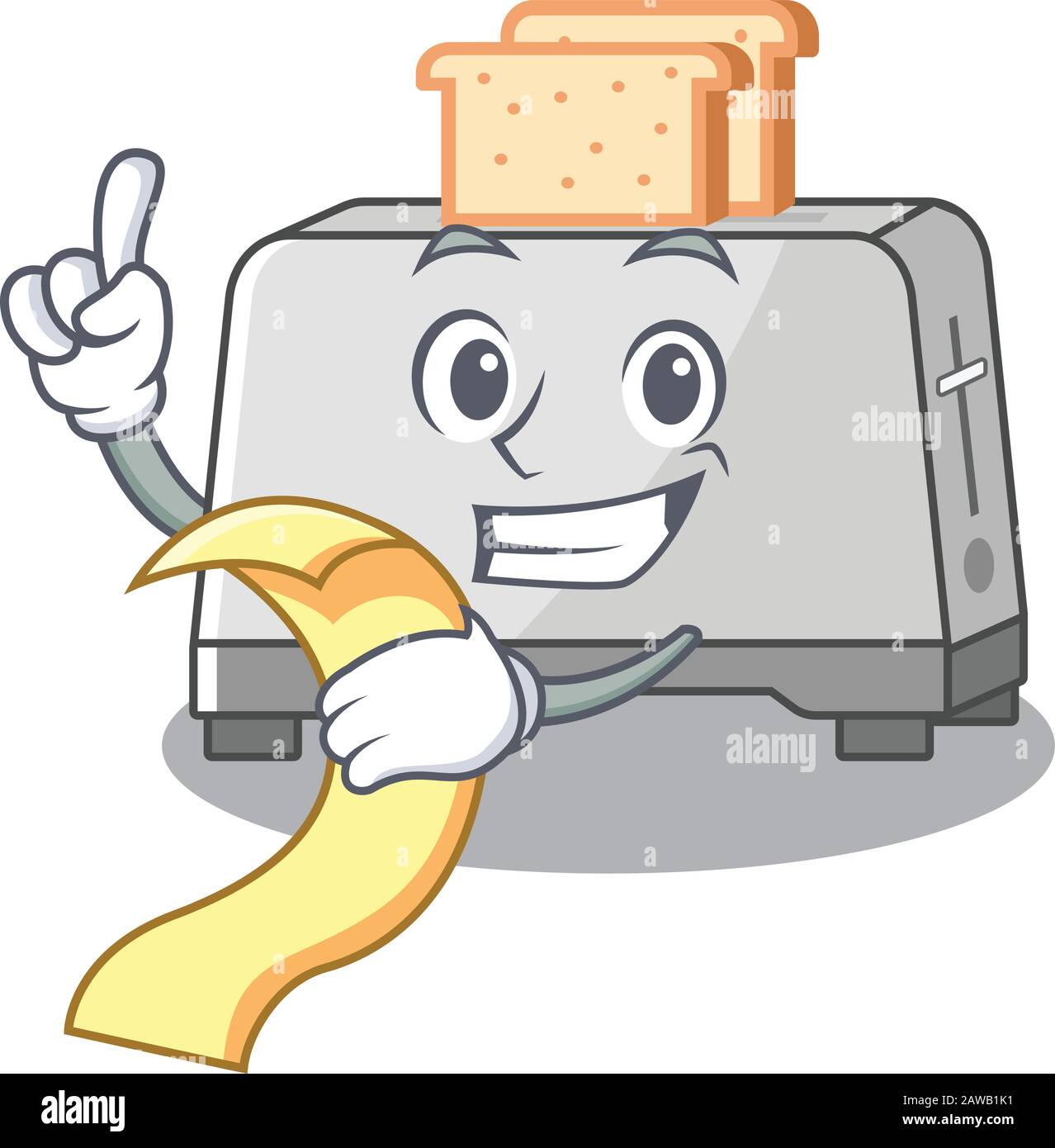 A funny cartoon character of bread toaster holding a menu Stock Vector ...