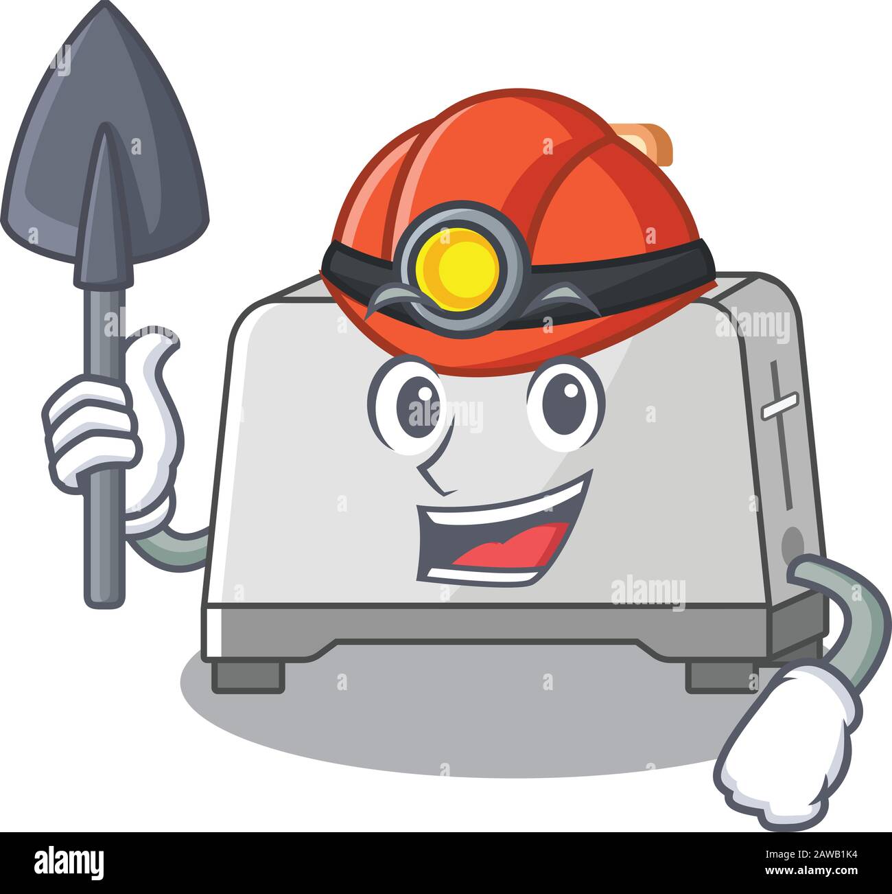 Cool clever Miner bread toaster cartoon character design Stock Vector ...