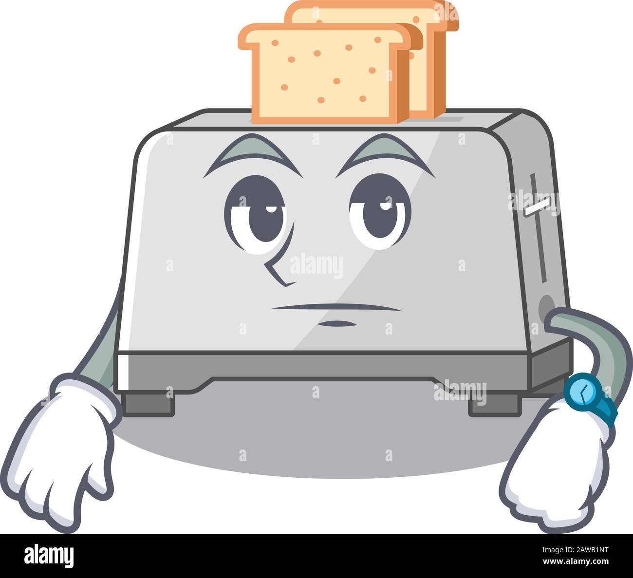 cartoon character design of bread toaster on a waiting gesture Stock ...
