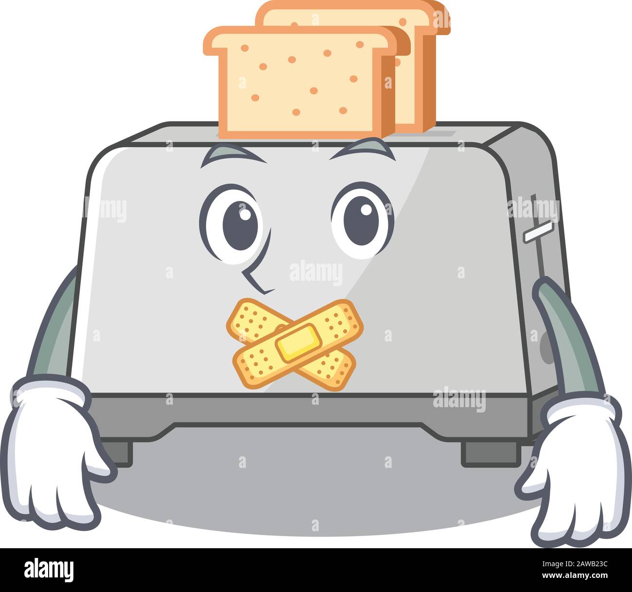 cartoon character design bread toaster making a silent gesture Stock ...