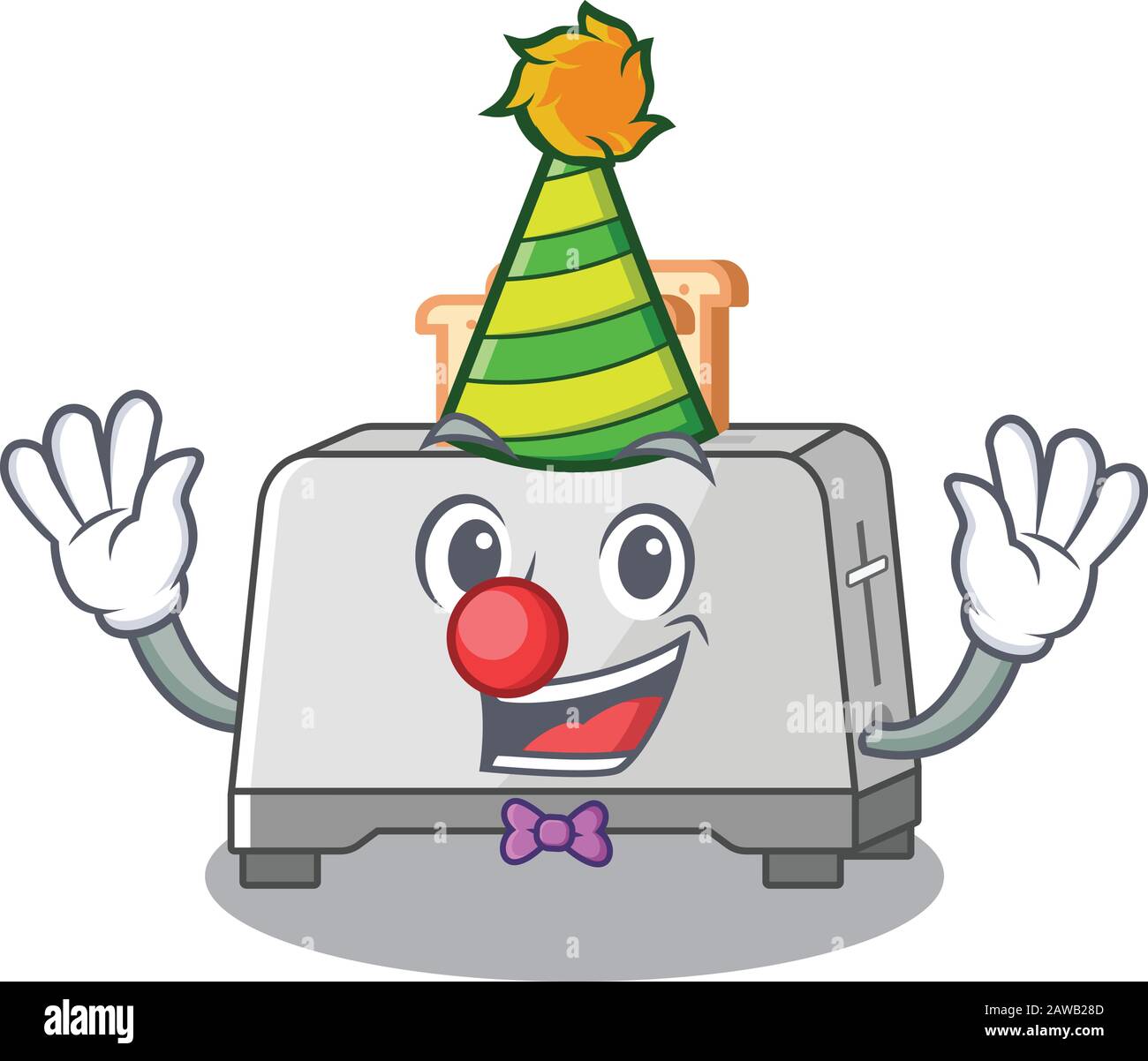 Funny Clown bread toaster cartoon character mascot design Stock Vector ...