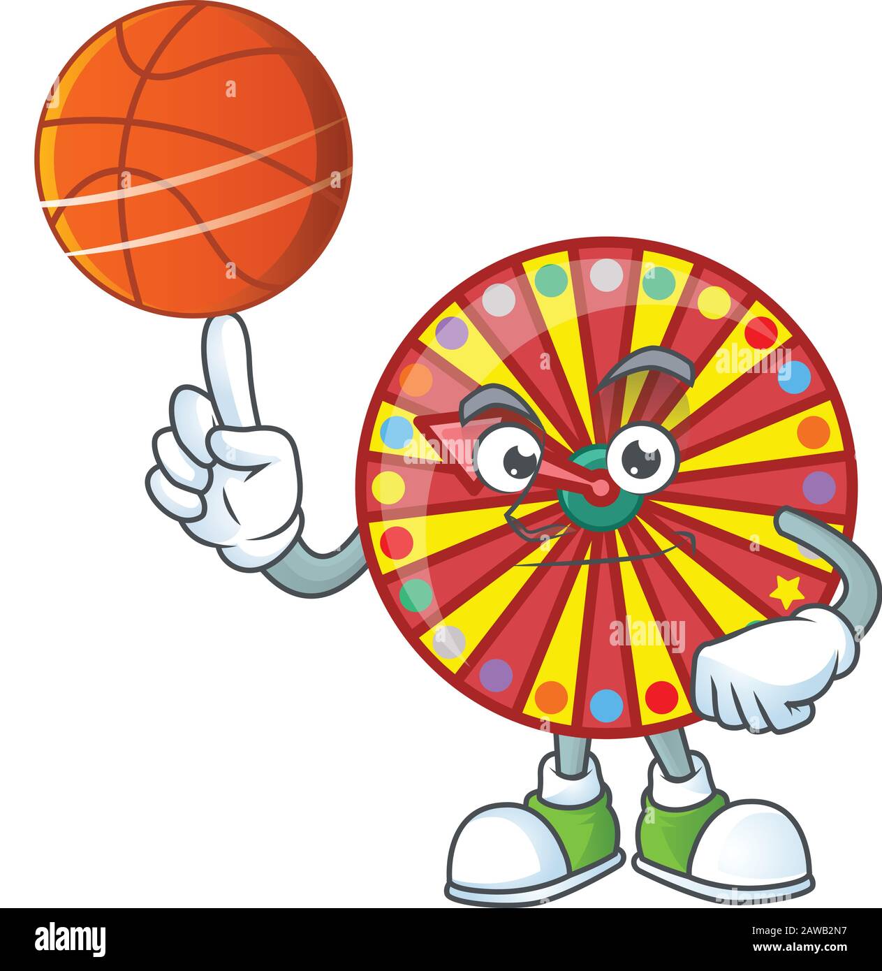 a strong wheel fortune cartoon character with a basketball Stock Vector ...