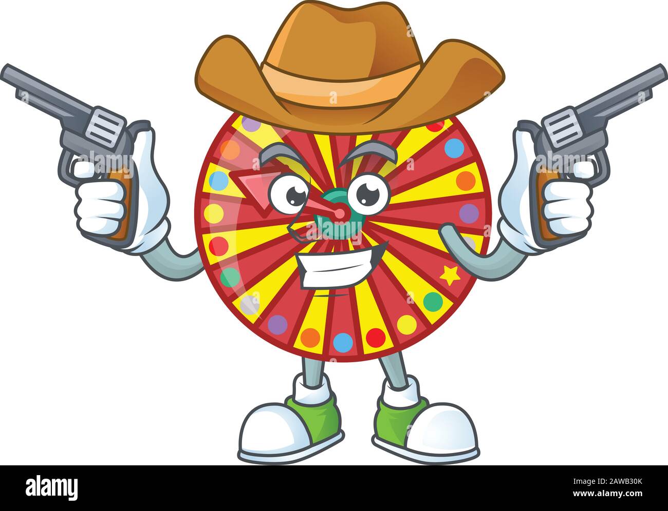 The brave of wheel fortune Cowboy cartoon character holding guns Stock ...