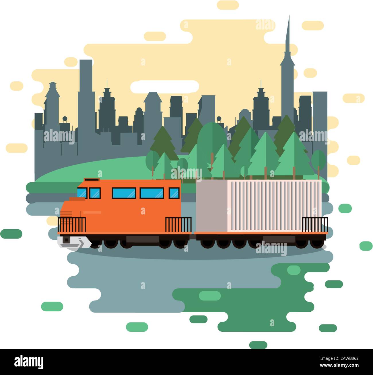 train delivery service on the city scene Stock Vector Image & Art - Alamy
