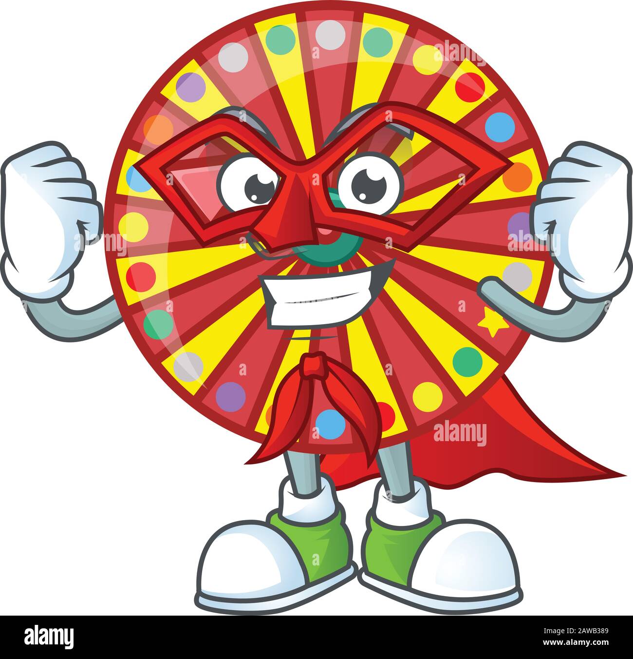 A friendly picture of wheel fortune dressed as a Super hero Stock ...