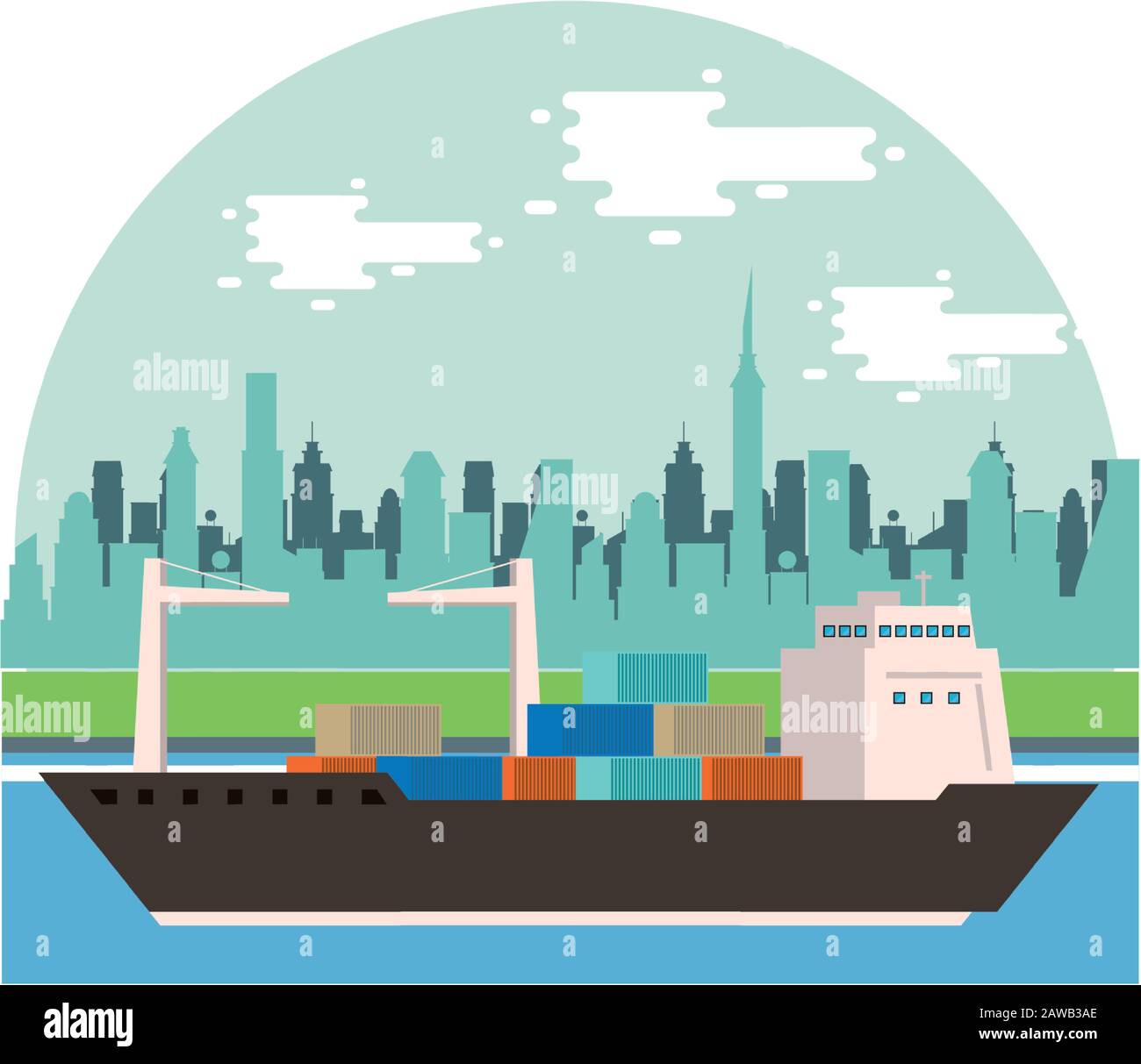 ship delivery service on the sea scene Stock Vector Image & Art - Alamy