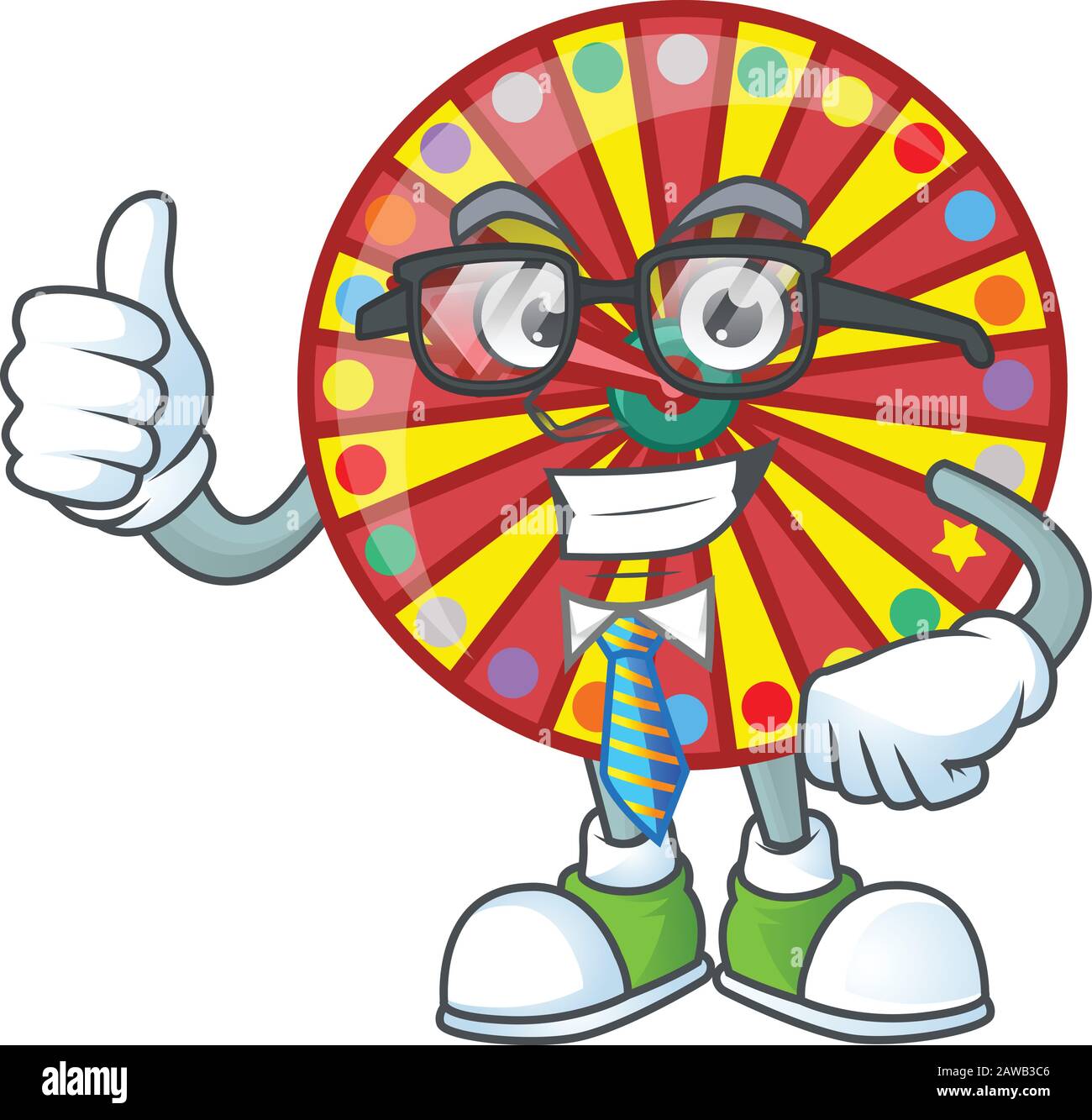 Wheel fortune cartoon successful Businessman wearing glasses Stock ...