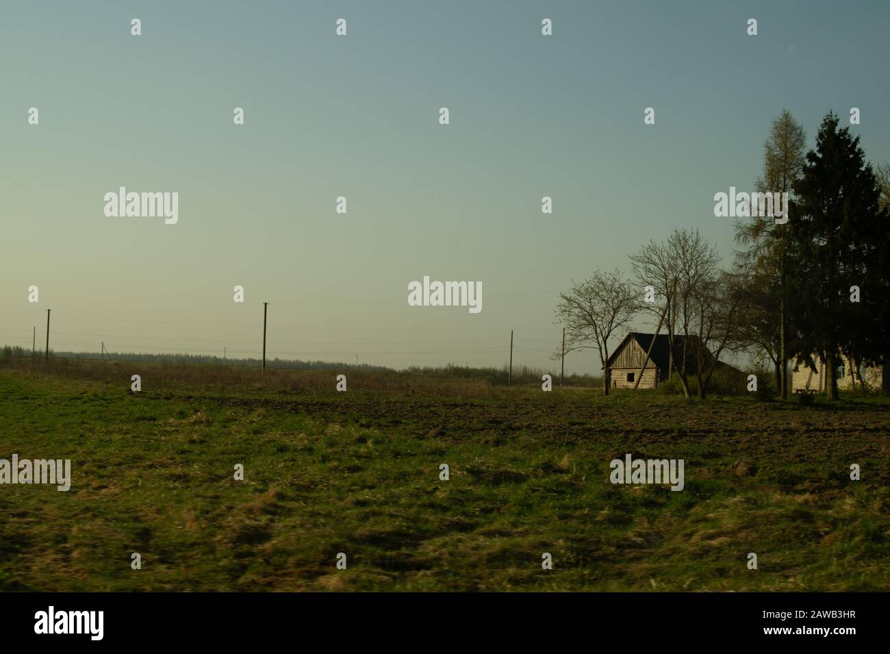 Traditional wooden house in the natural environment scene. nature ...