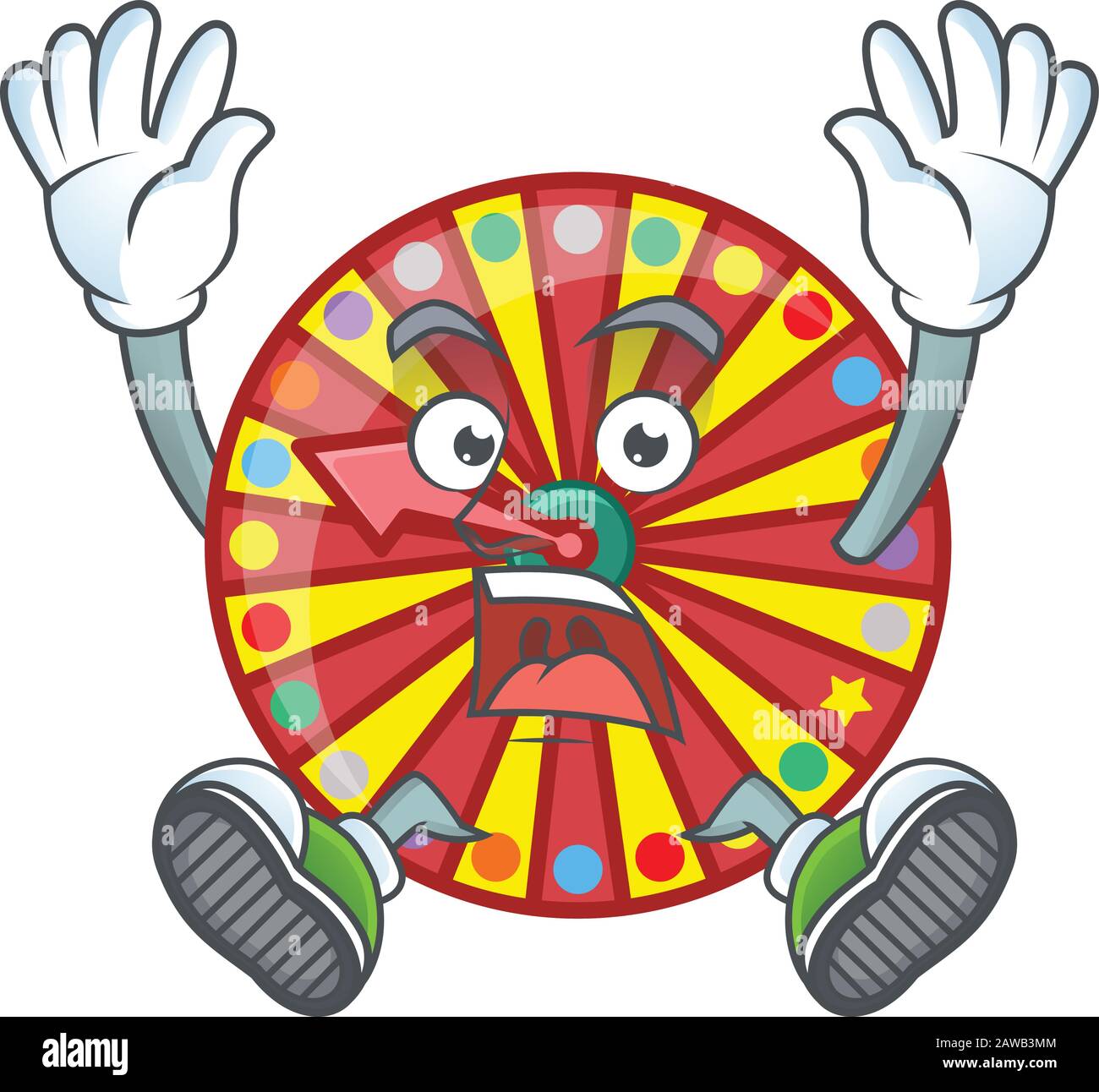 A picture of wheel fortune cartoon design with shocking gesture Stock ...