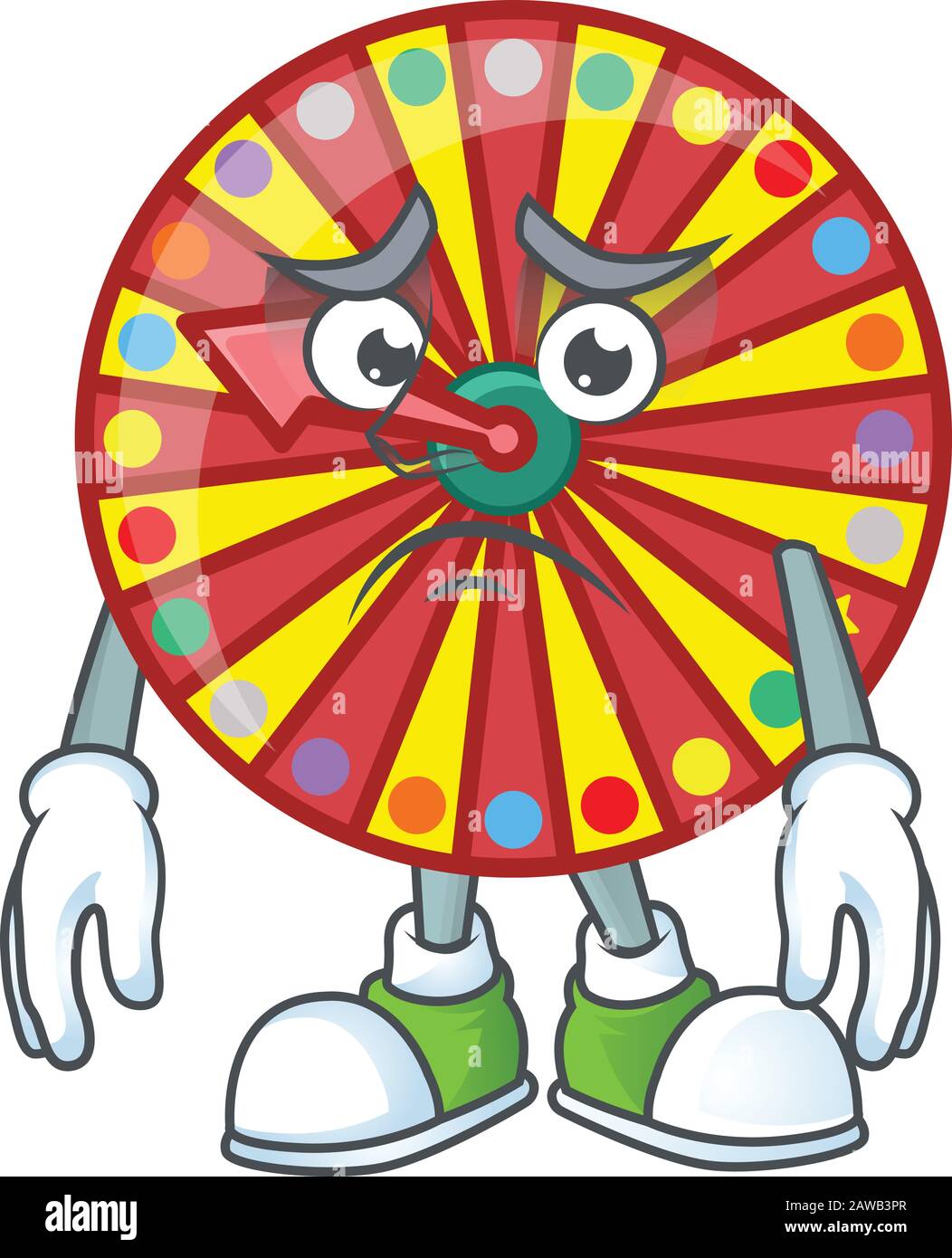 Cartoon character of a wheel fortune having an afraid face Stock Vector ...
