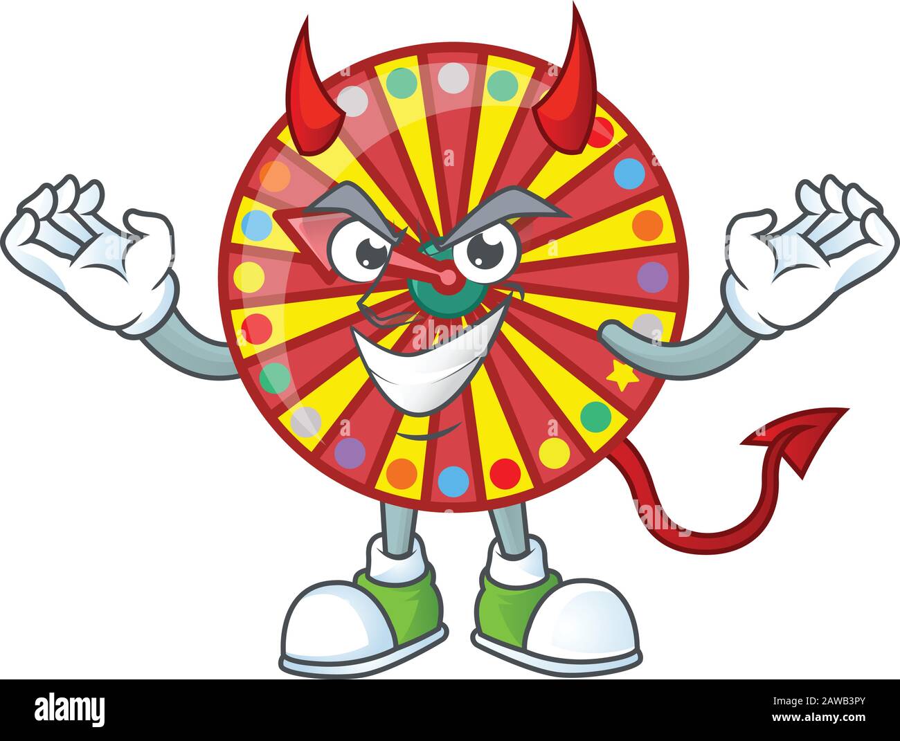 A cruel devil wheel fortune Cartoon character design Stock Vector Image ...
