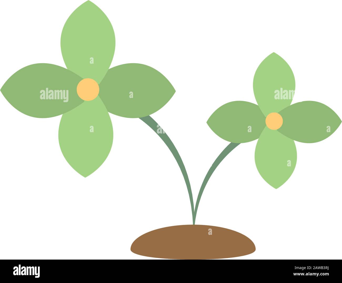 green flowers soil natural floral botanical on white background vector ...
