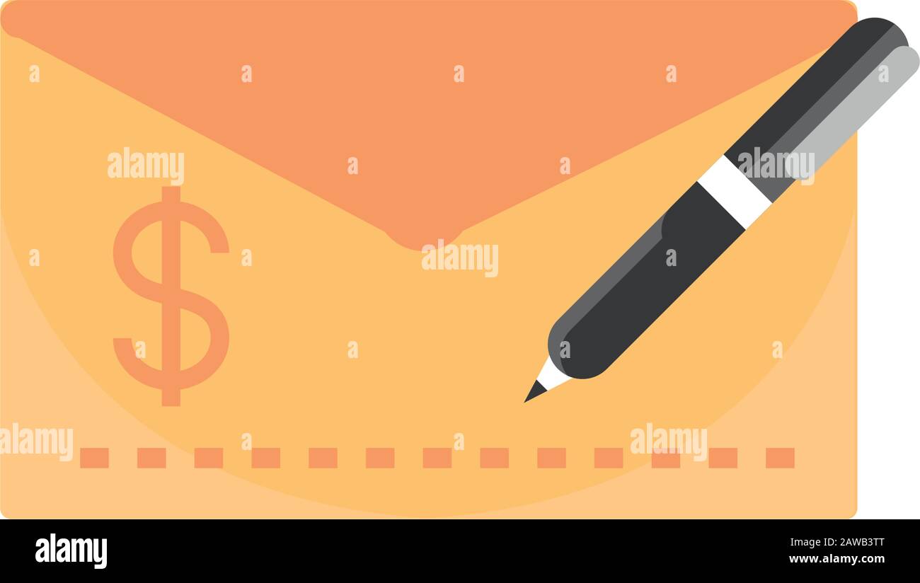 envelope pen write money business finance vector illustration Stock ...