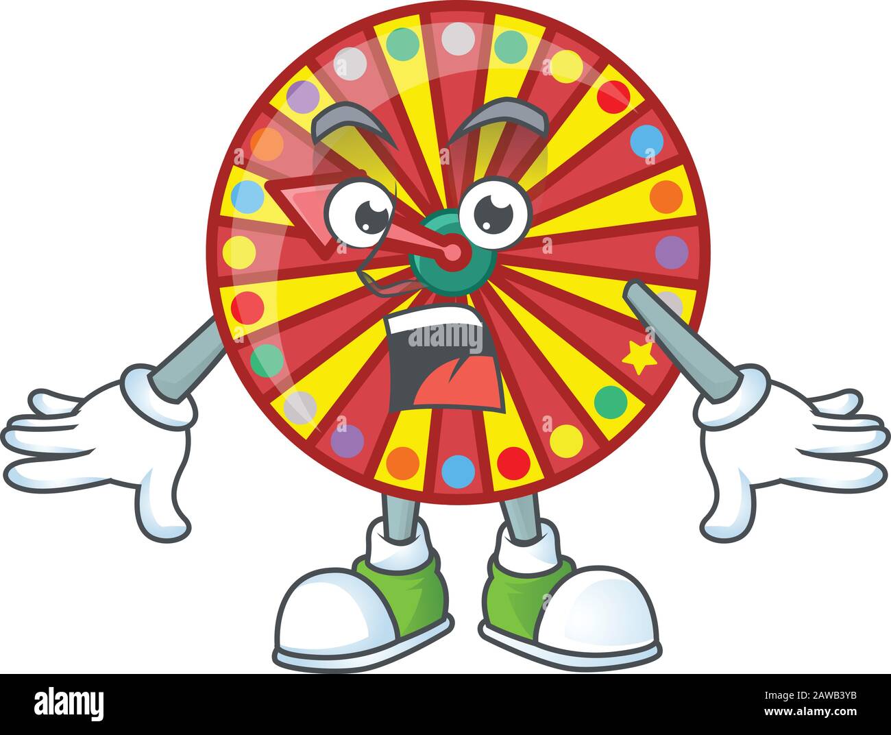 cartoon character design of wheel fortune with a surprised gesture ...