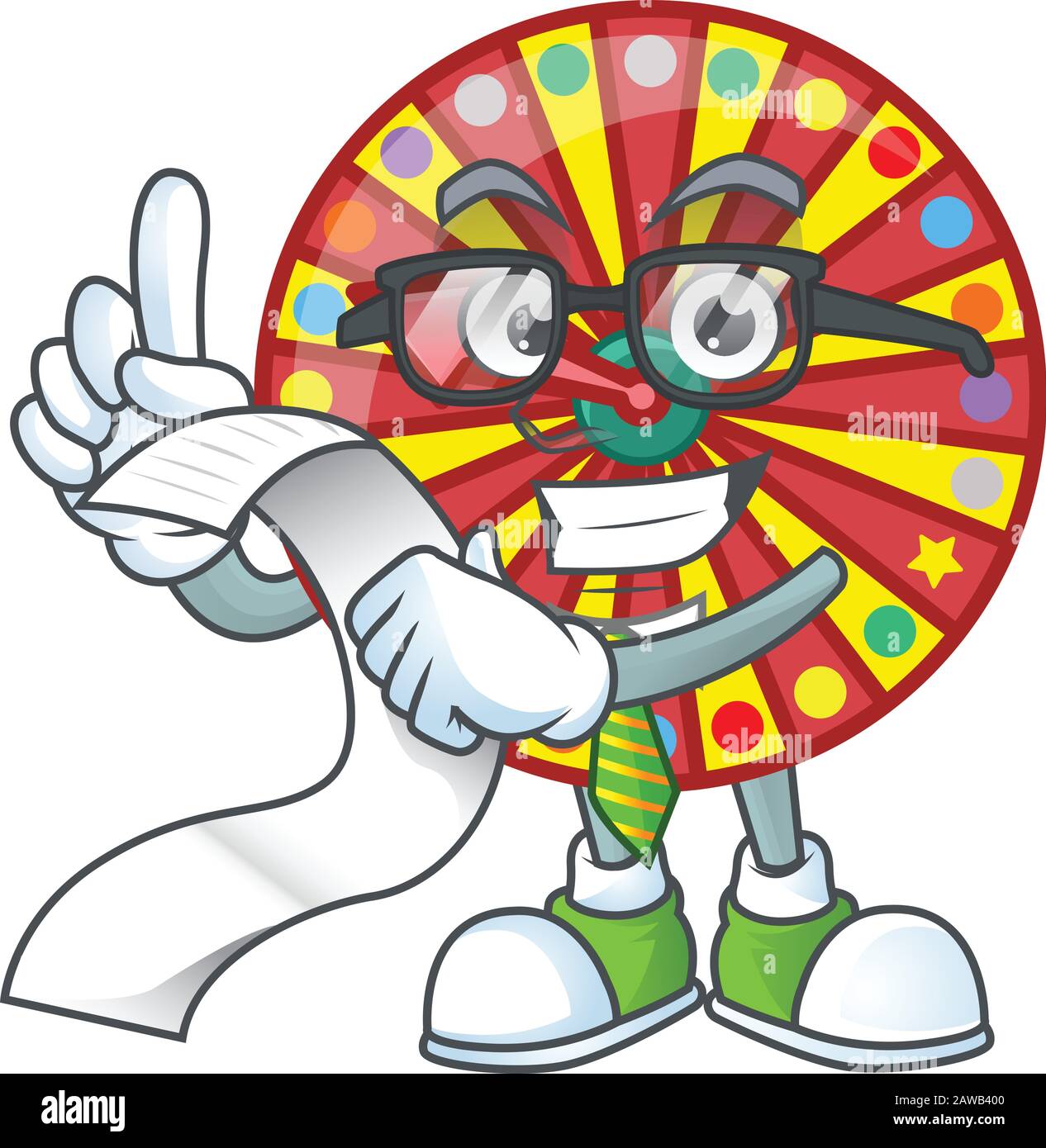 A funny face character of wheel fortune holding a menu Stock Vector ...