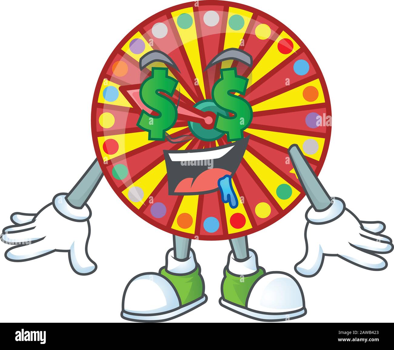 cartoon character style of wheel fortune with Money eye Stock Vector ...