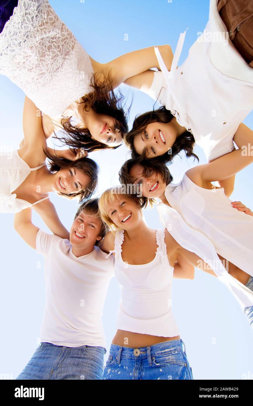 Image of a group of cheerful friends Stock Photo - Alamy