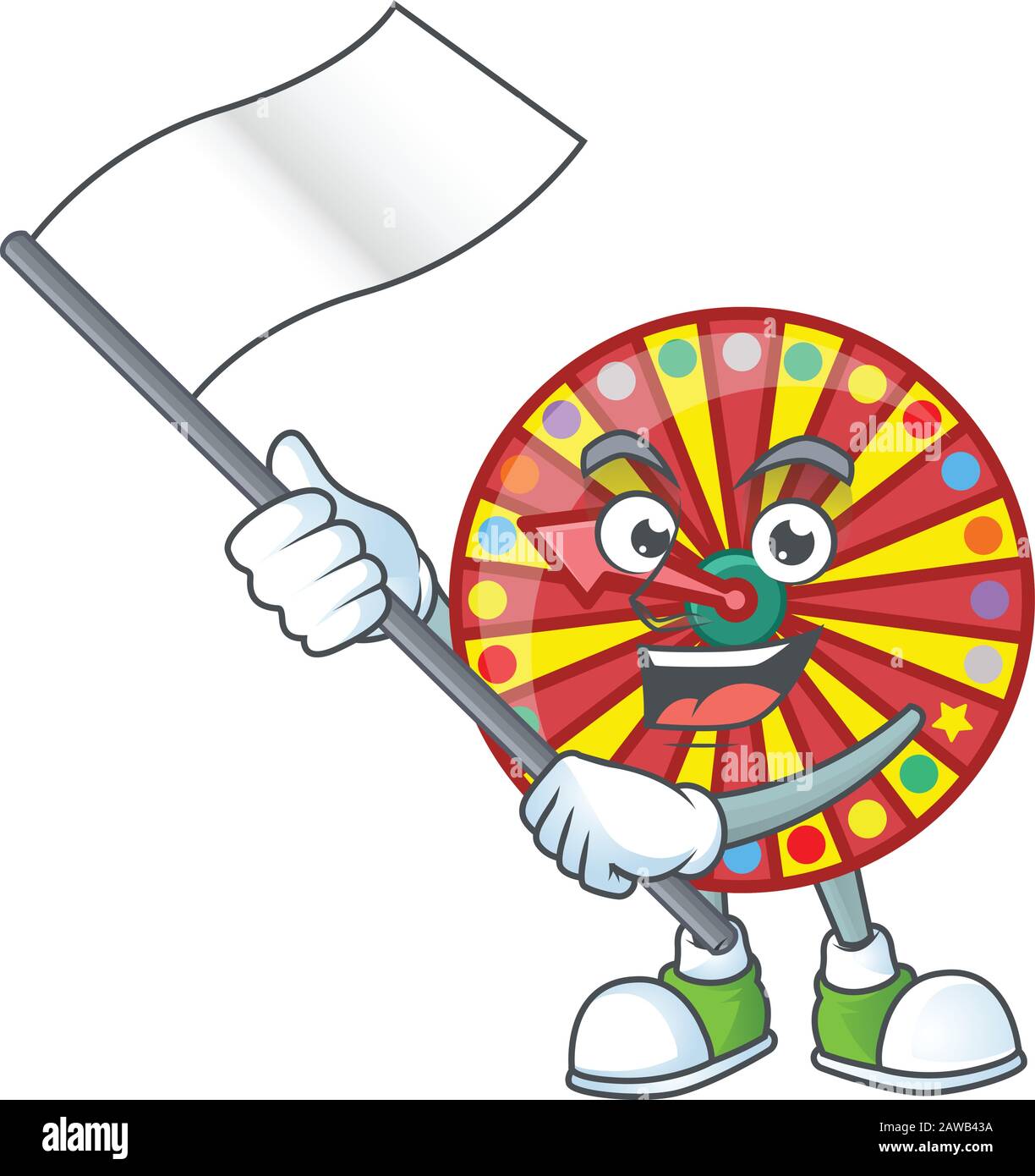 Funny wheel fortune cartoon character design with a flag Stock Vector ...