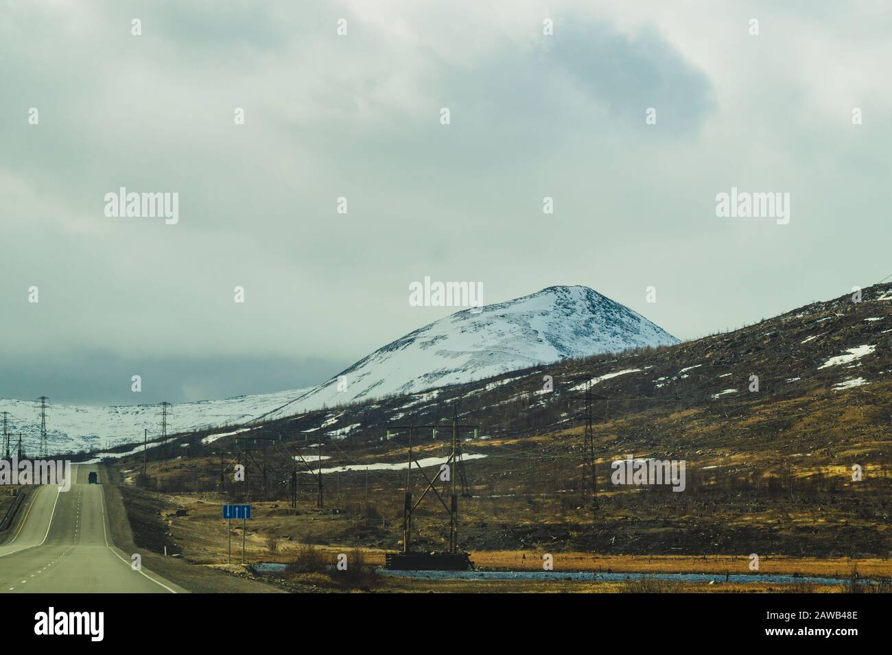 Mountain landscape background. snowy hills and forest background Stock ...