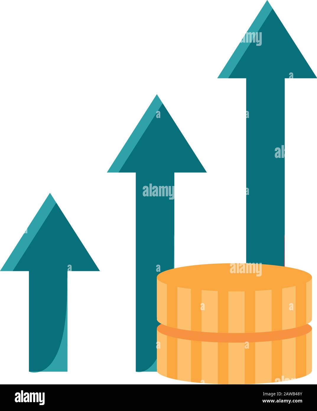 growth arrows report coins money business finance vector illustration ...
