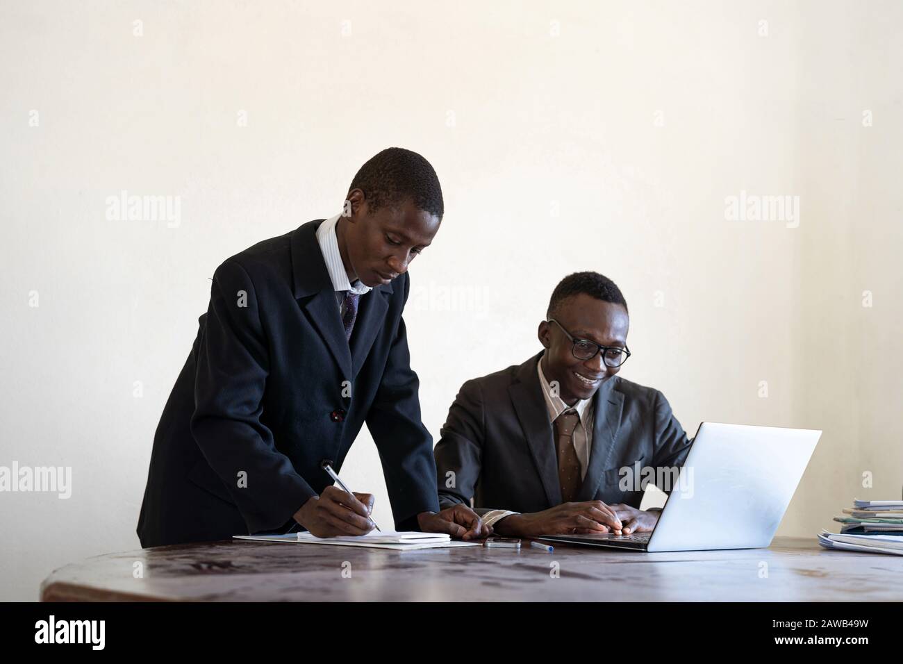 African working Men together in office isolated on white Stock Photo ...