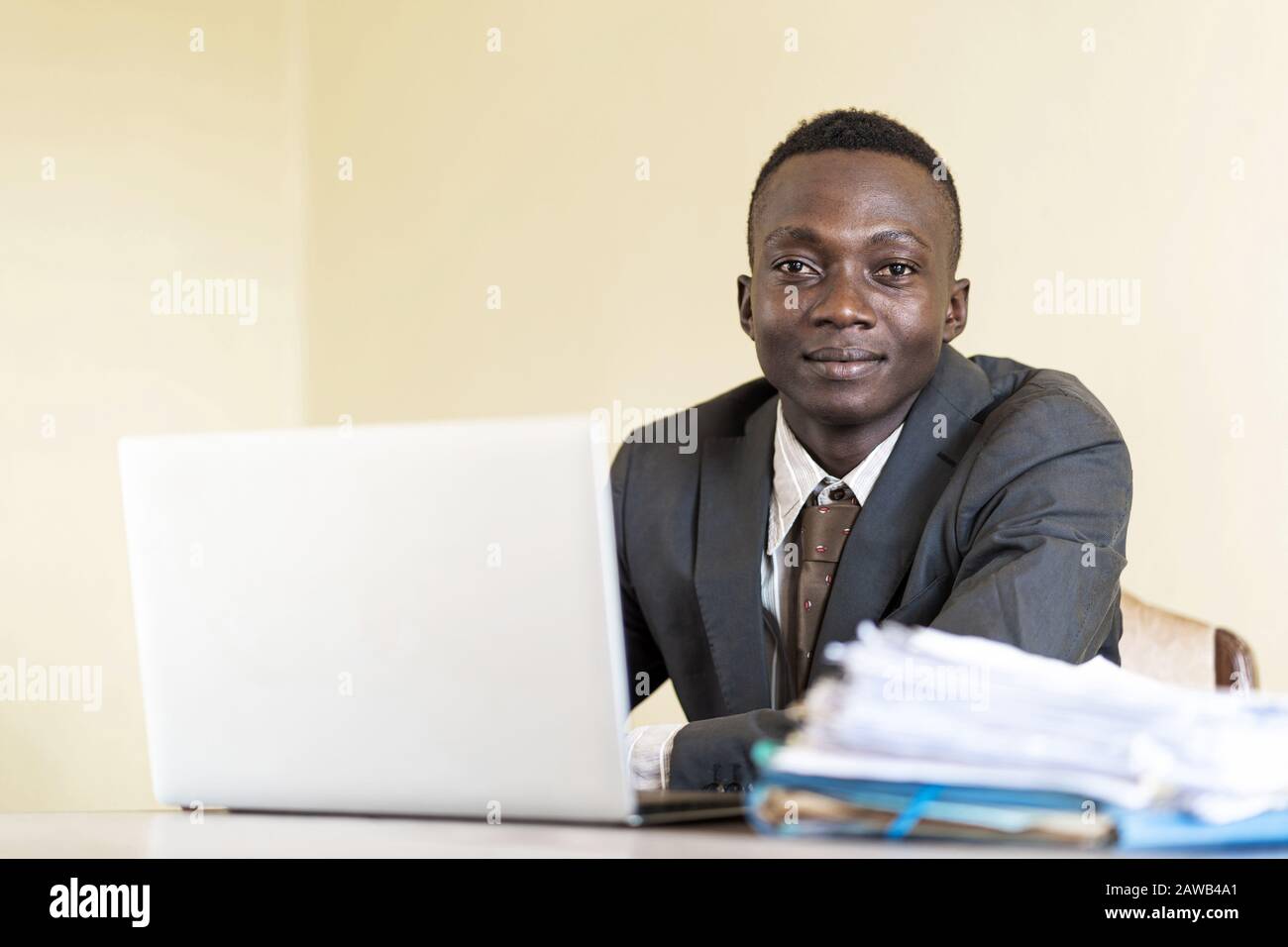 Authentic intelligent human at work executive in African office Stock ...