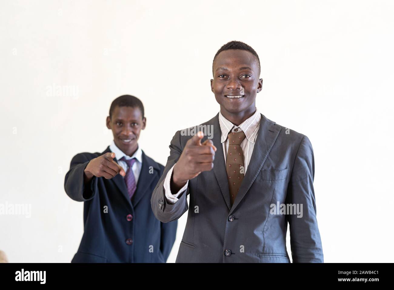 Couple of African brave guy working executive has success at work Stock ...