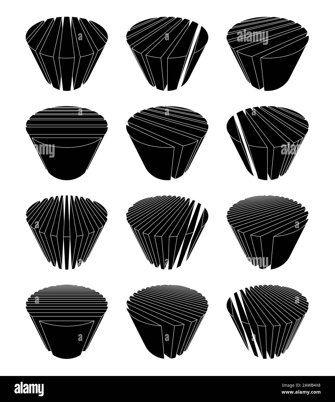 collection of abstract graphic elements in shape of cylinders Stock ...