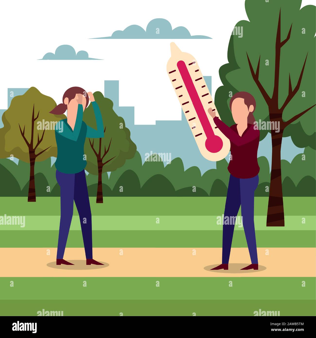 woman lifting thermometer temperature measure Stock Vector Image & Art ...