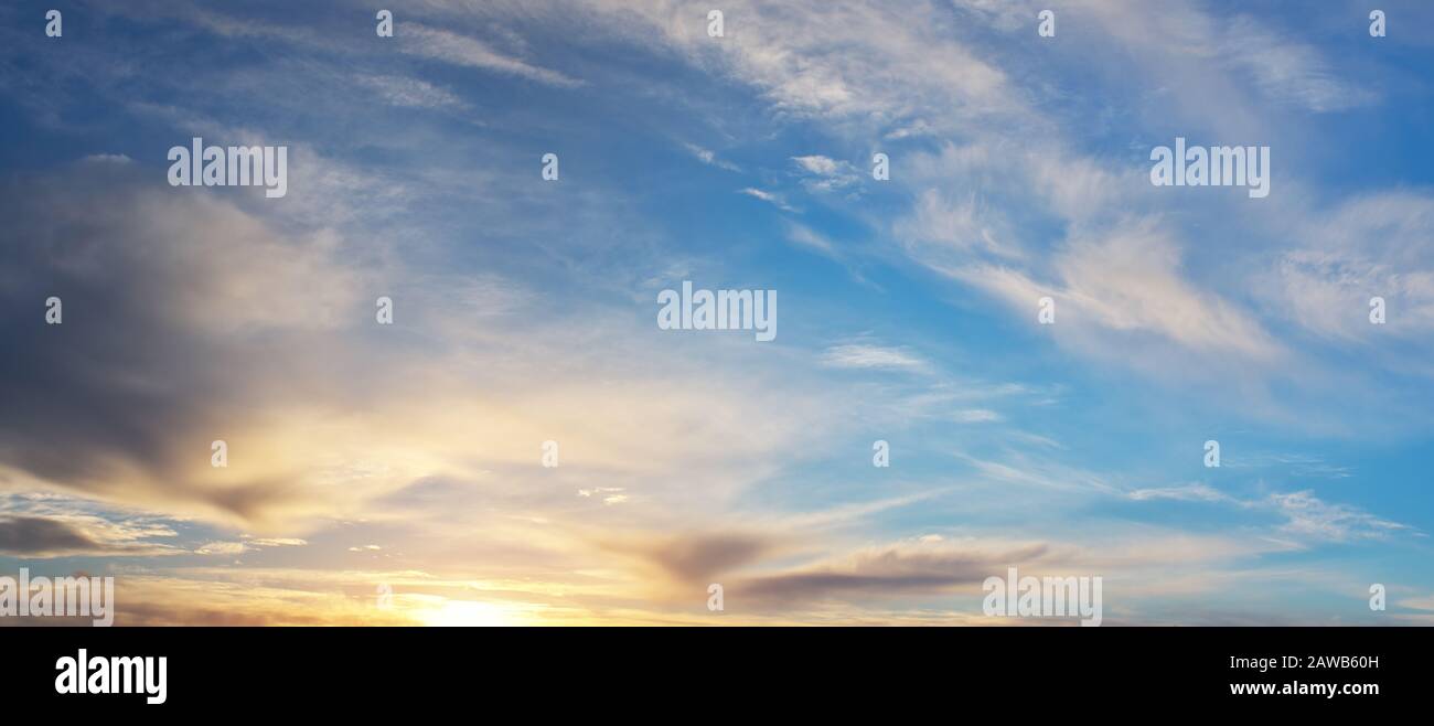 Summer sky background on sunset. Abstract nature composition Stock ...