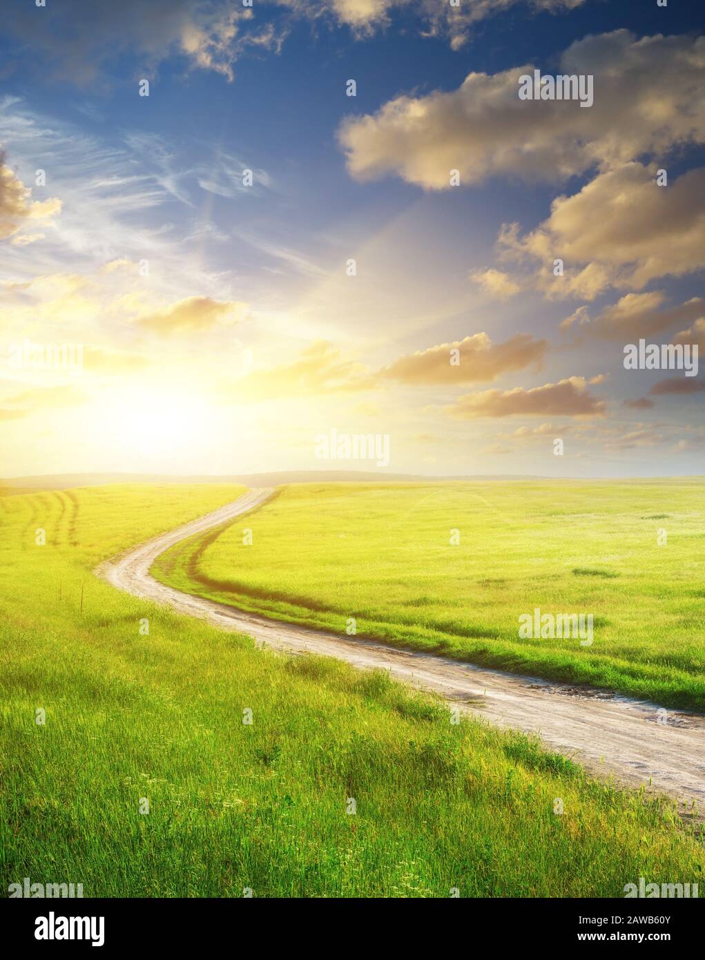 Road lane and deep blue sky. Nature design Stock Photo - Alamy
