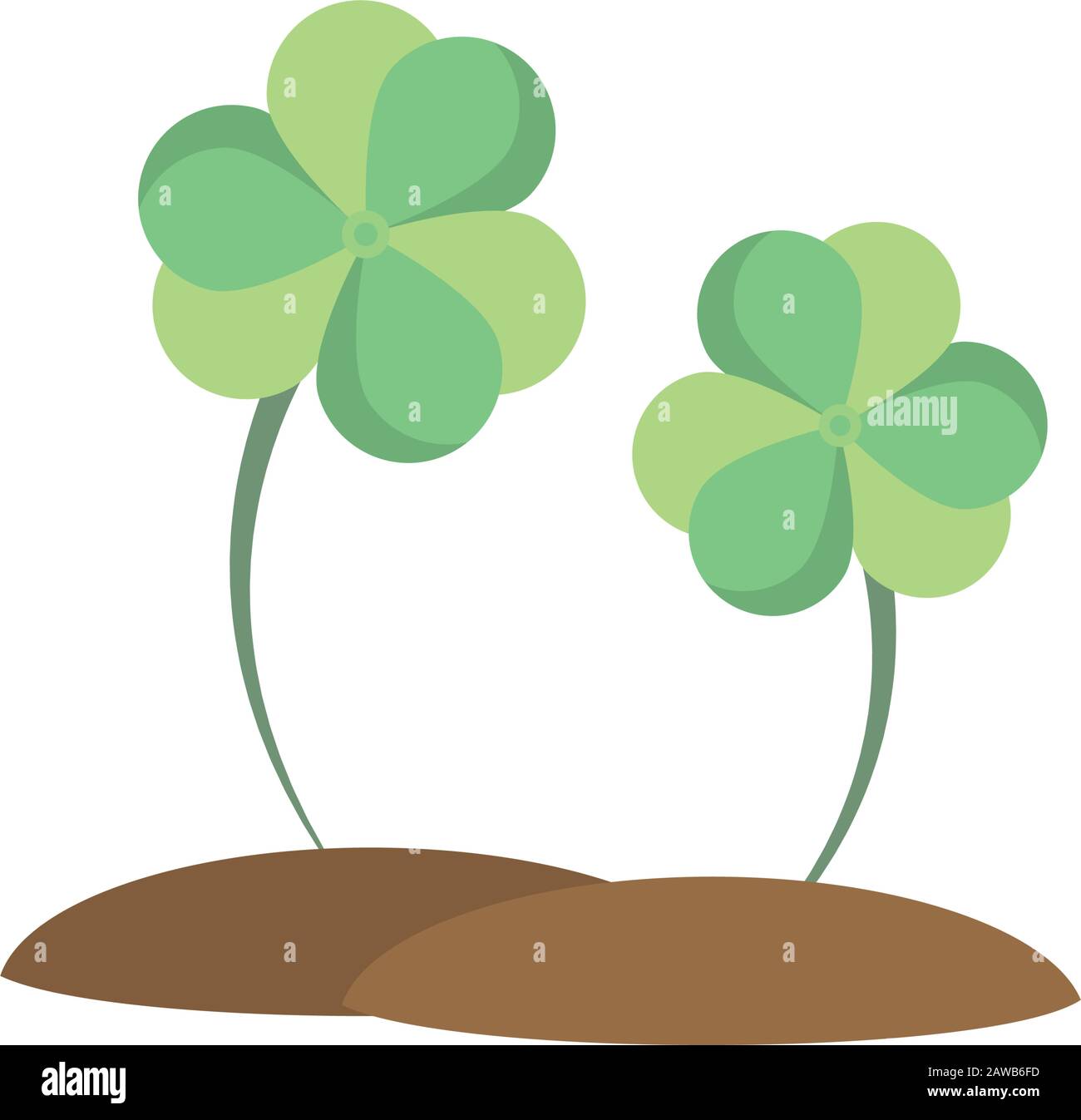 green flowers soil natural floral botanical on white background vector ...