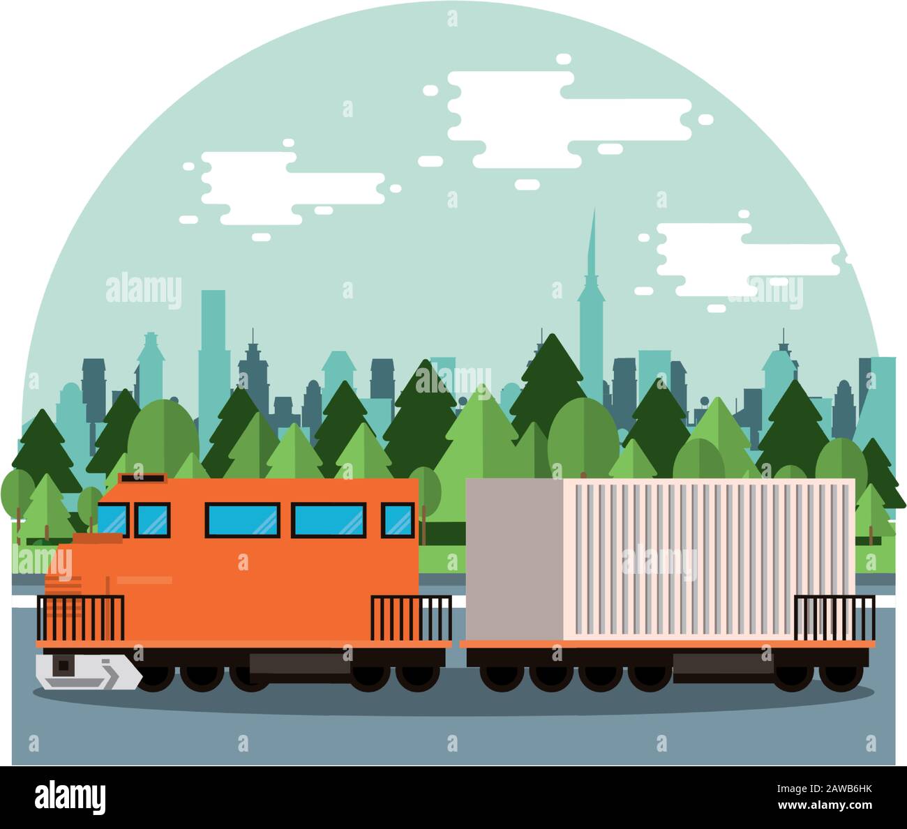 train delivery service on the city scene Stock Vector Image & Art - Alamy