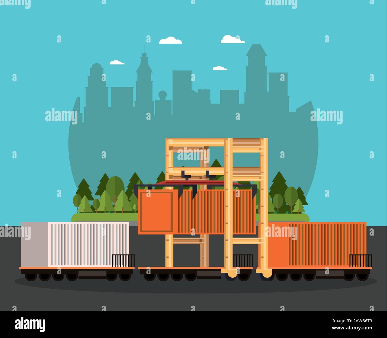 Rail shipping containers Stock Vector Images - Alamy