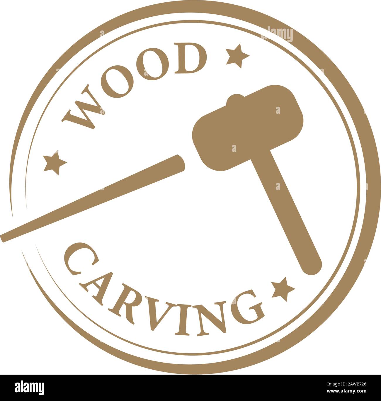 Woodcarving logotype Illustration with a chisel and hammer icon ...