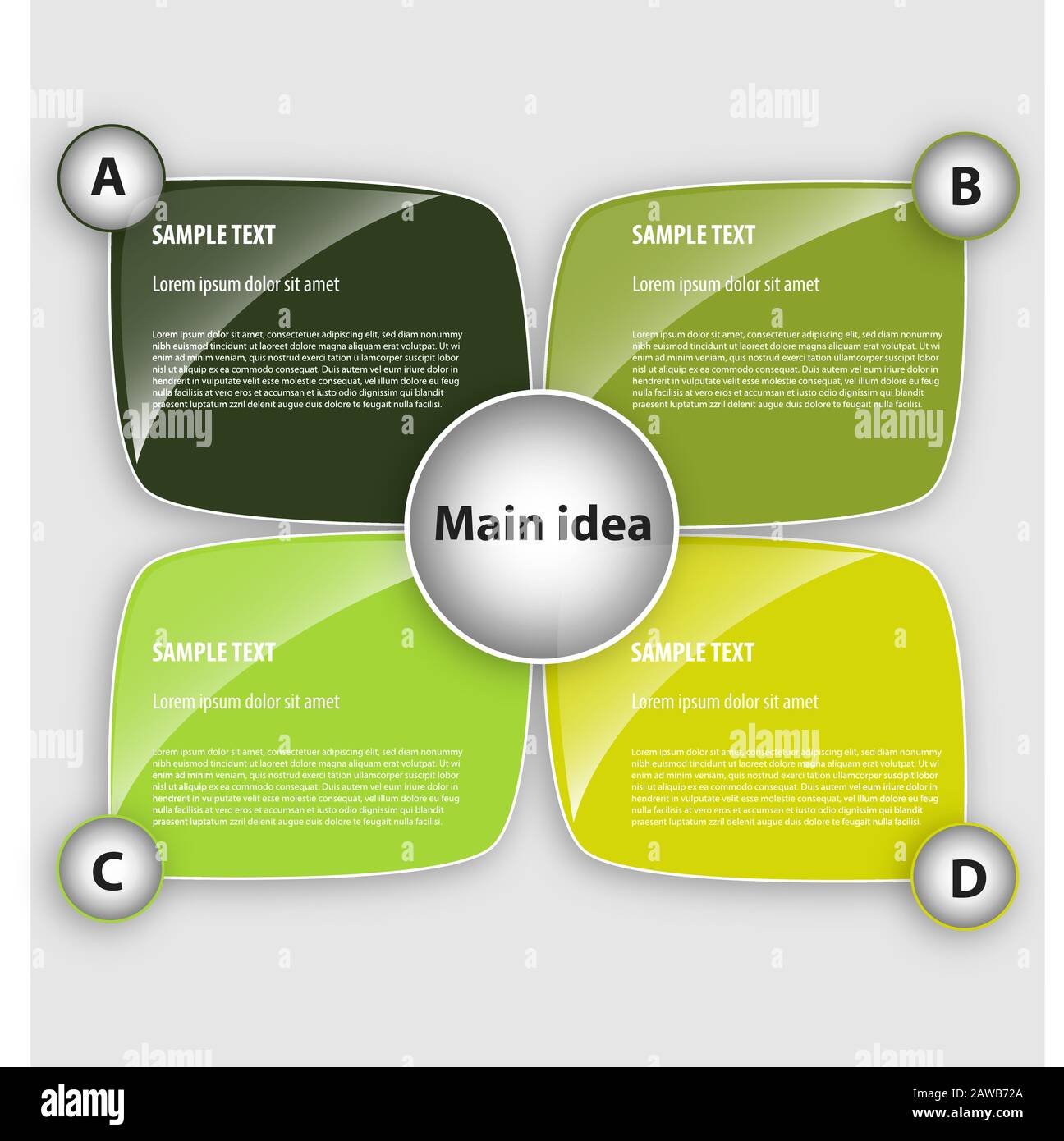 Stylized presentation template with empty text boxes and embellishment ...