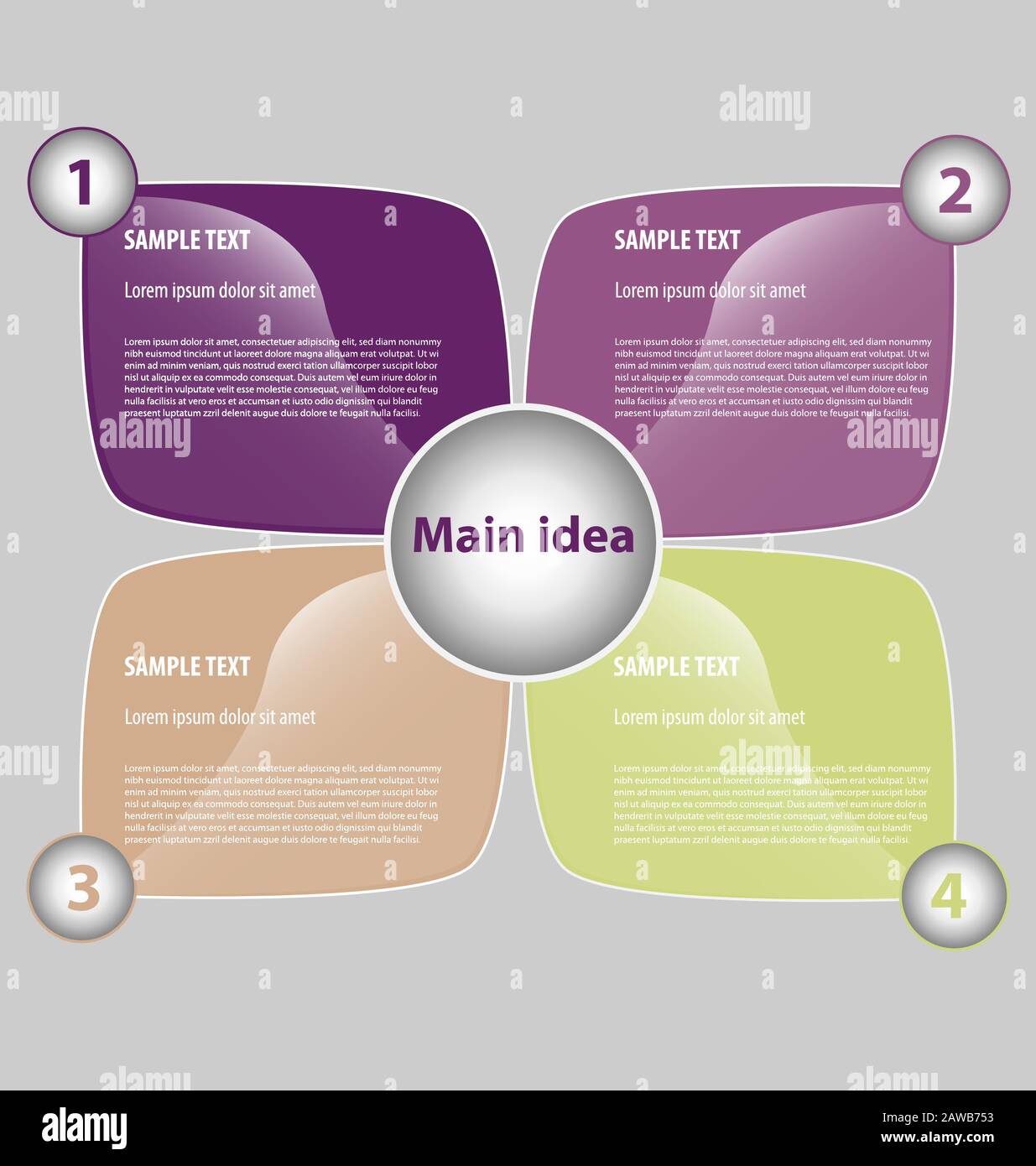 Stylized presentation template with empty text boxes and embellishment ...