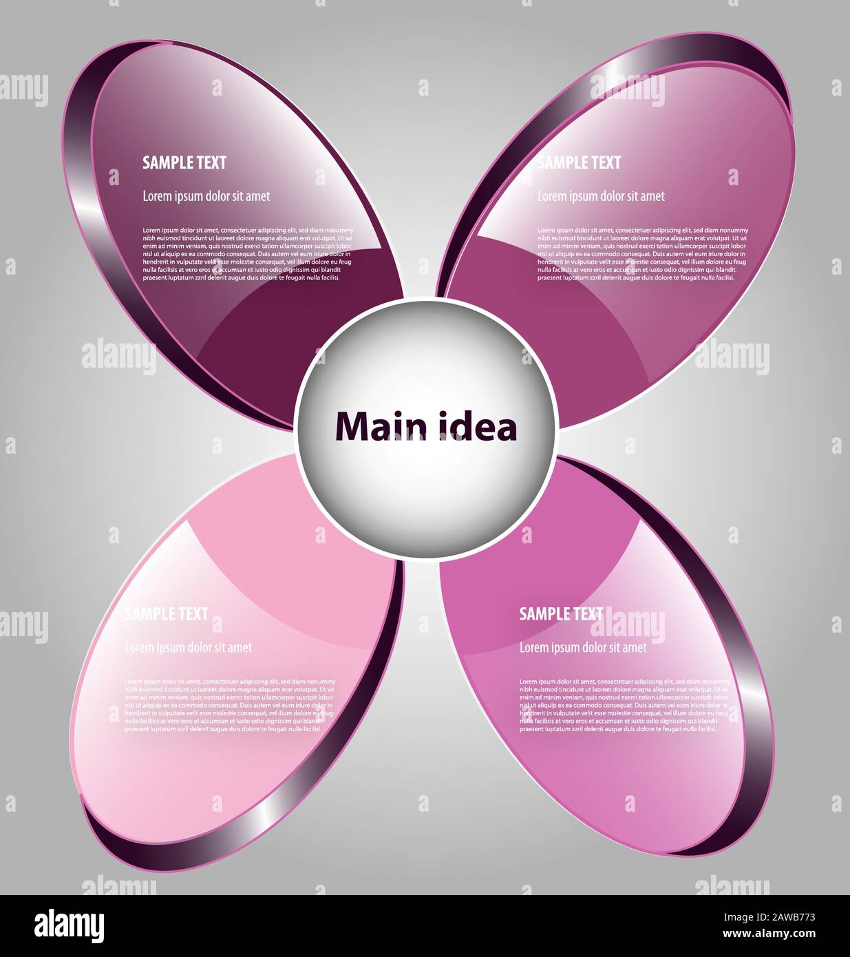 Stylized presentation template with empty text boxes and embellishment ...