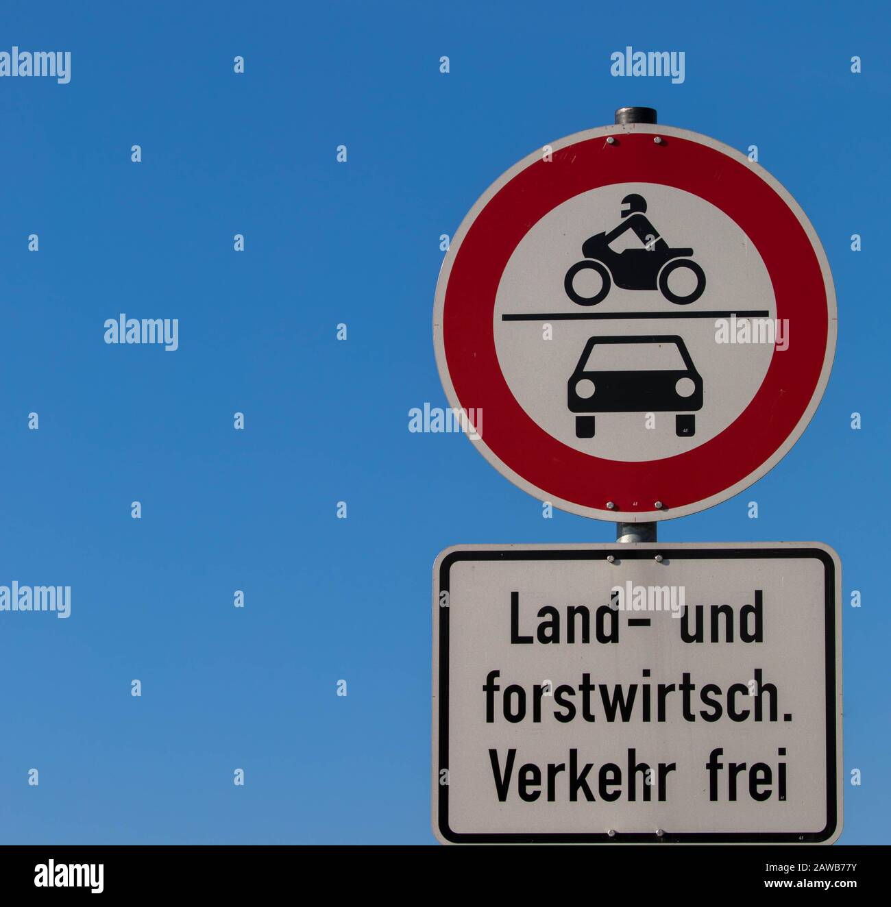 No access to motorized vehicles road sign Stock Photo - Alamy