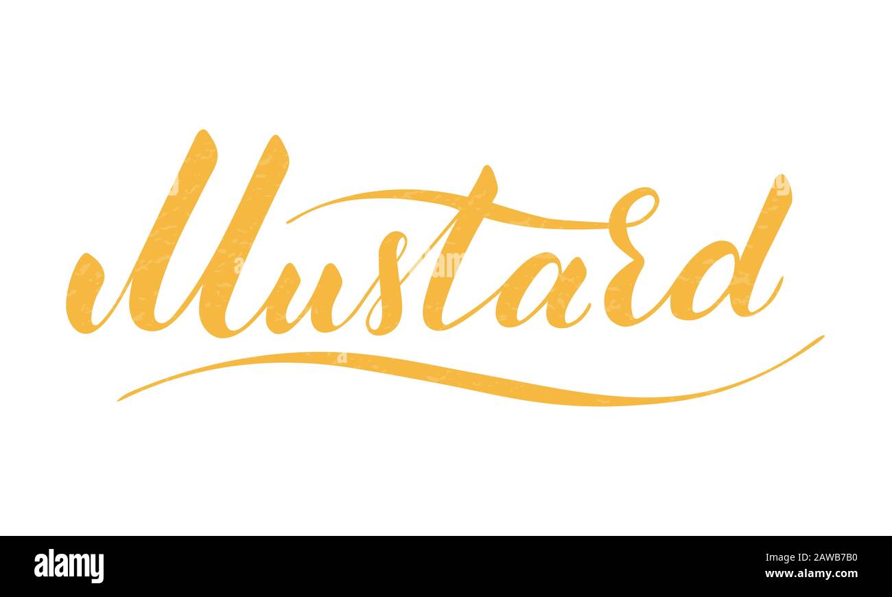 Vector hand written mustard text isolated on white background. Kitchen ...